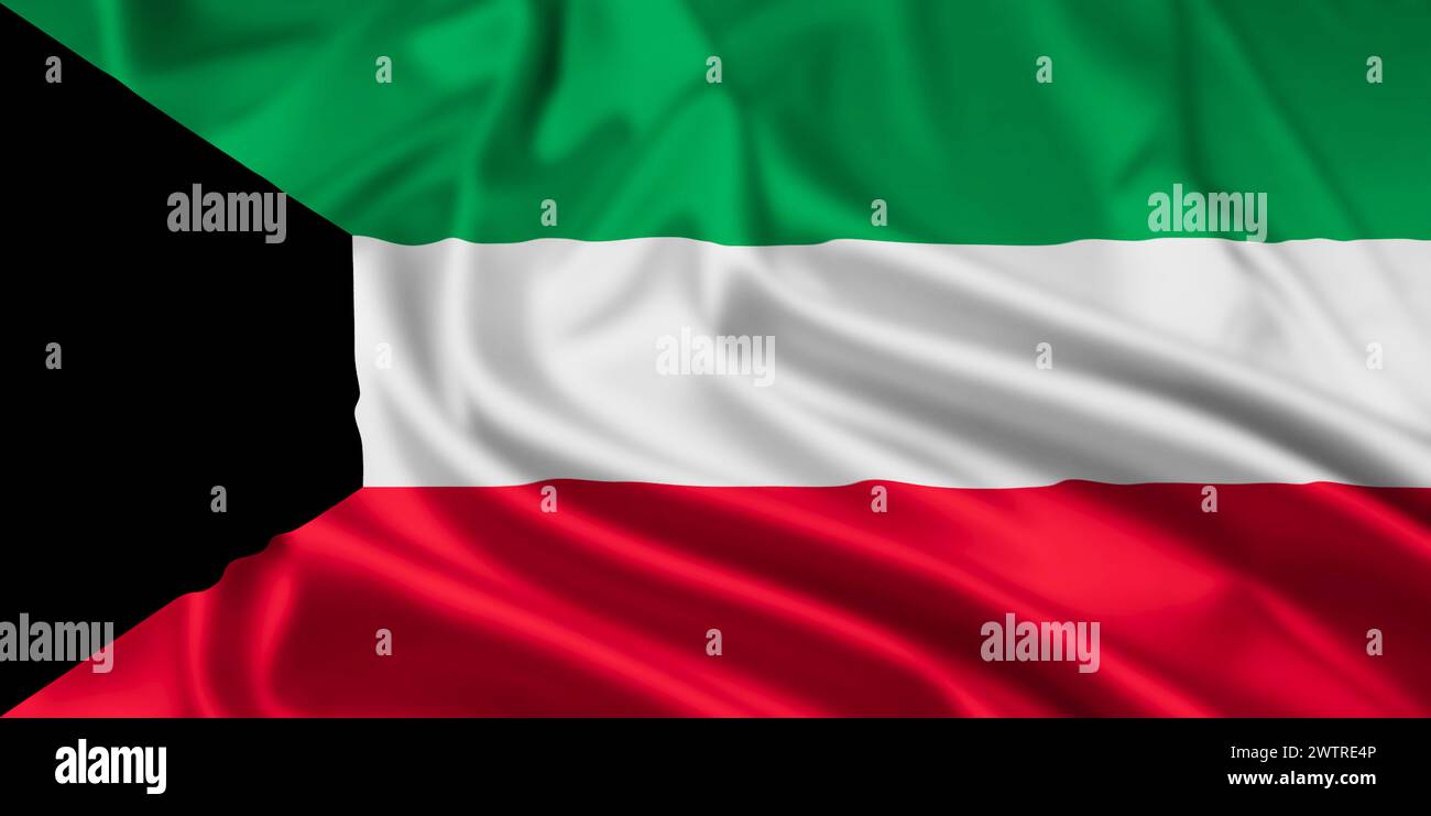 The Flag of The State of Kuwait, with a Ripple Effect Stock Photo - Alamy