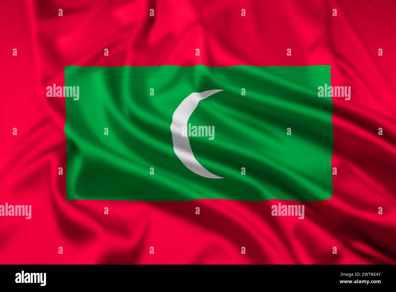 The Flag of The Republic of Maldives, with a Ripple Effect Stock Photo ...