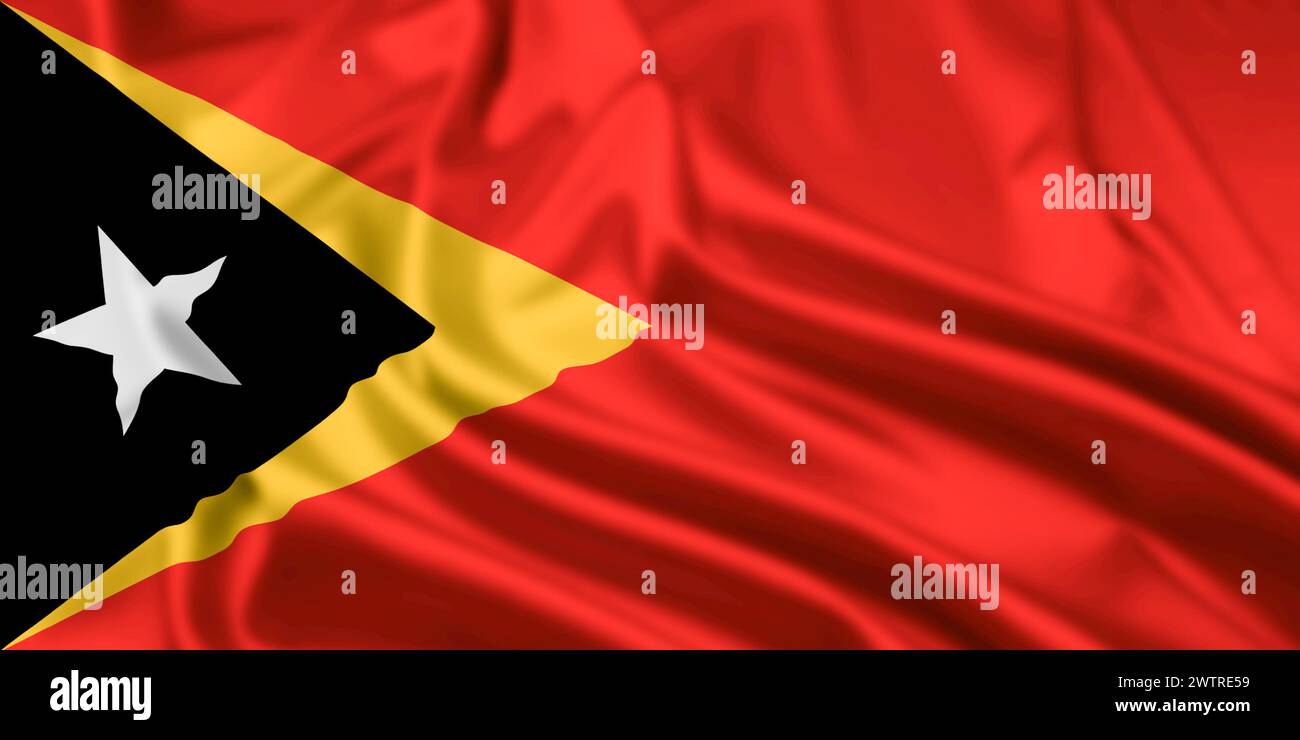 The Flag of The Democratic Republic of Timor Leste or East Timor, with ...