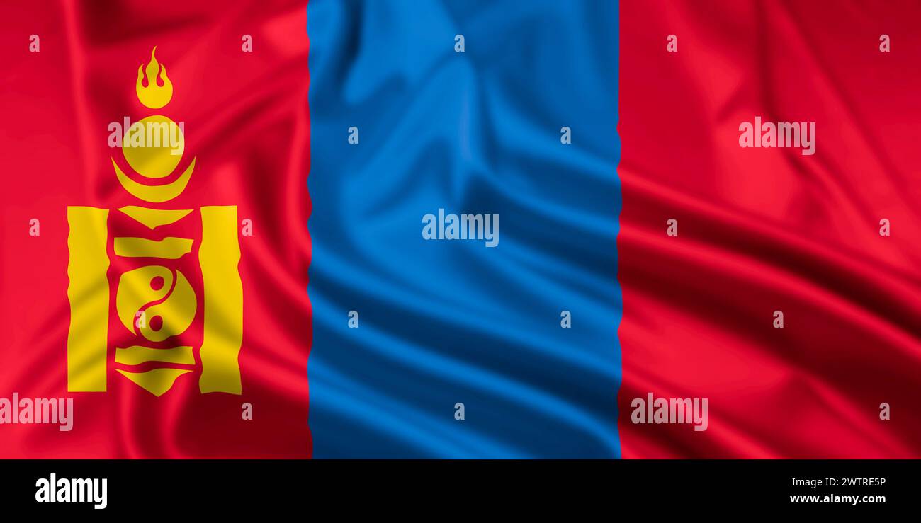 The Flag of Mongolia, with a Ripple Effect Stock Photo - Alamy