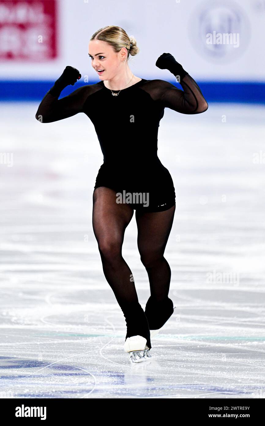 Loena HENDRICKX (BEL), during Women Practice, at the ISU World Figure ...