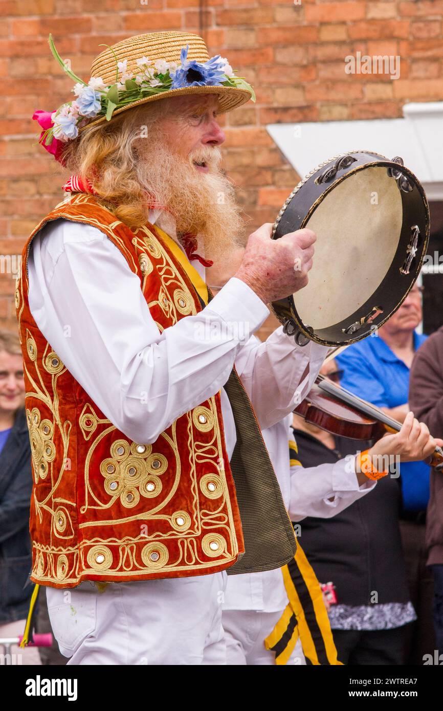 Golden Star Morris dancers dancing in the Street at the Southwell Folk ...