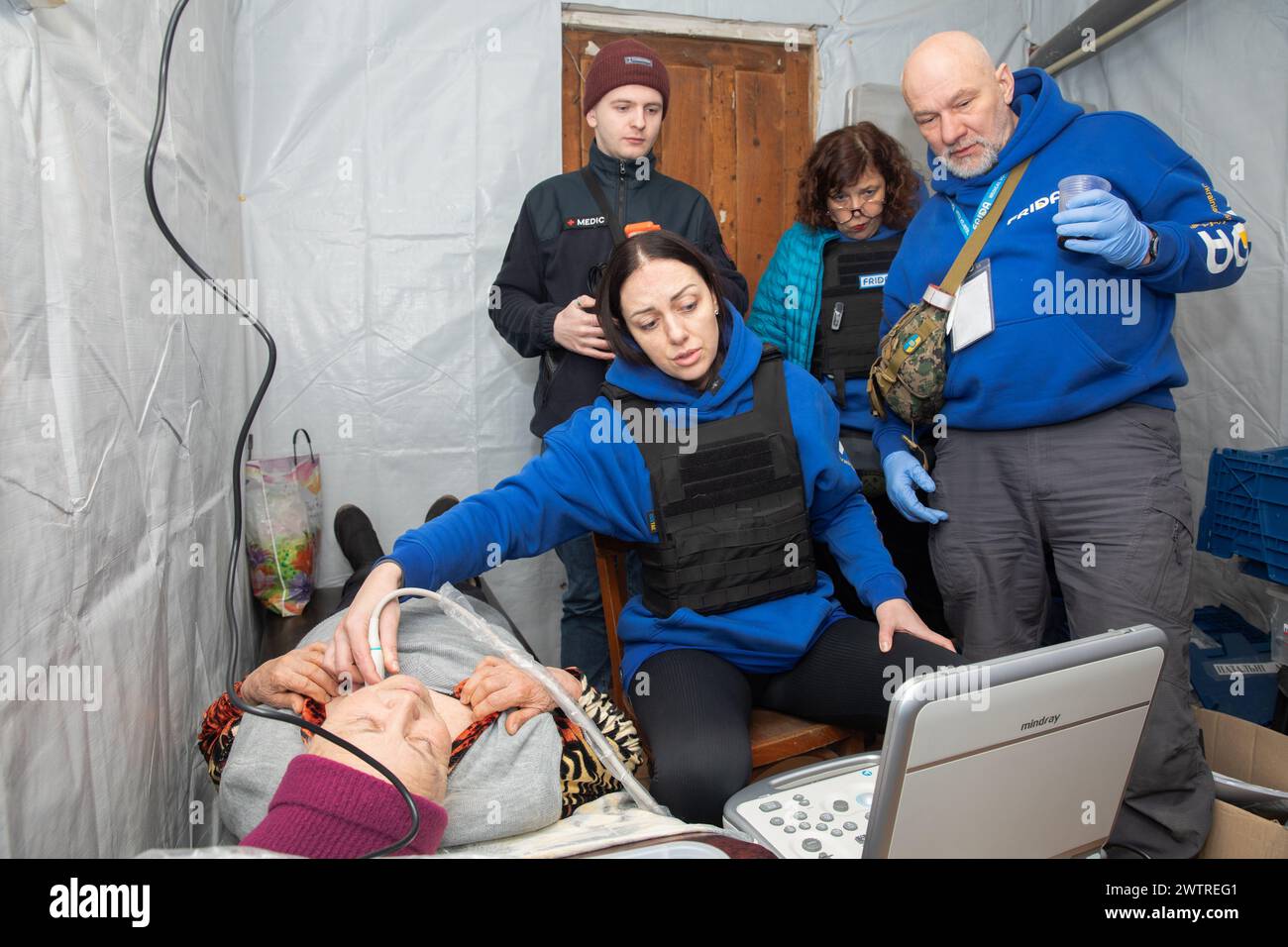 SIVERSK, DONETSK REG., UKRAINE - Mar. 10, 2024: A woman ultrasound ...
