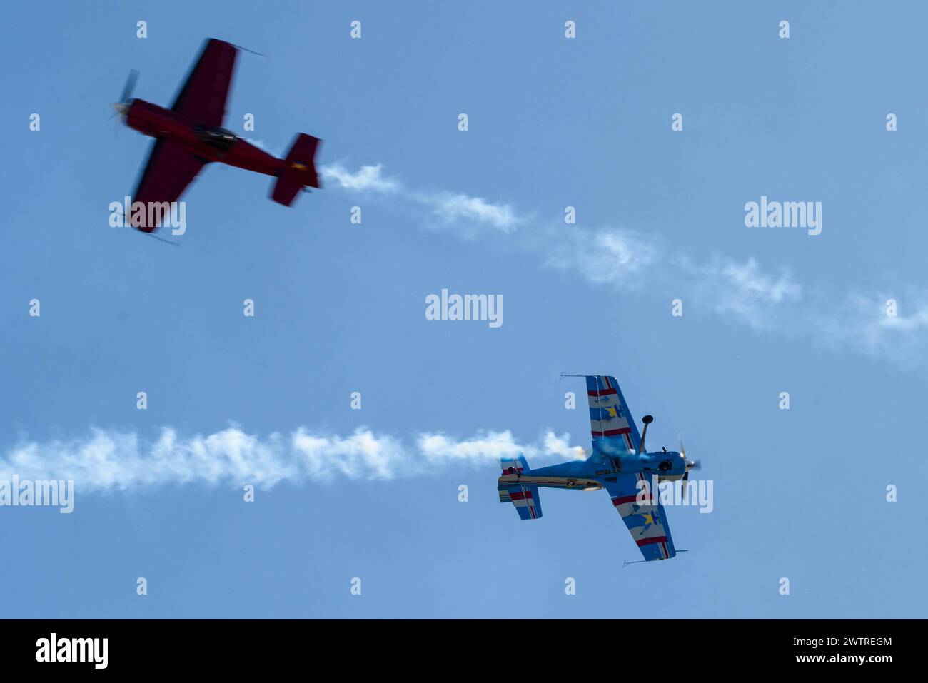 The Sukhoi West Demo Team performs aerobatic maneuvers during the ...