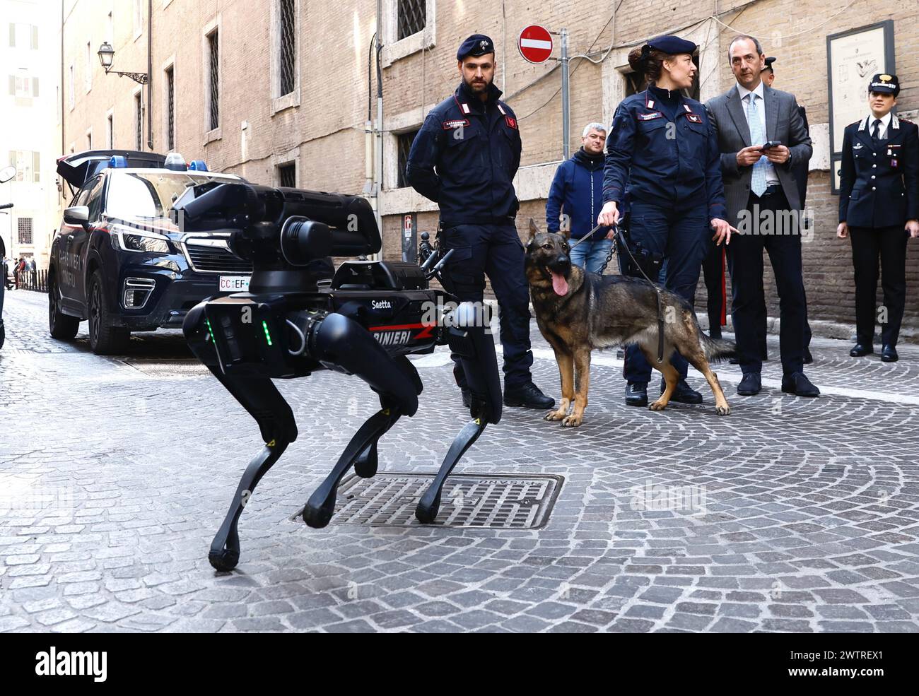 Roma, Italia. 19th Mar, 2024. A bomb disposal robot in action during ...
