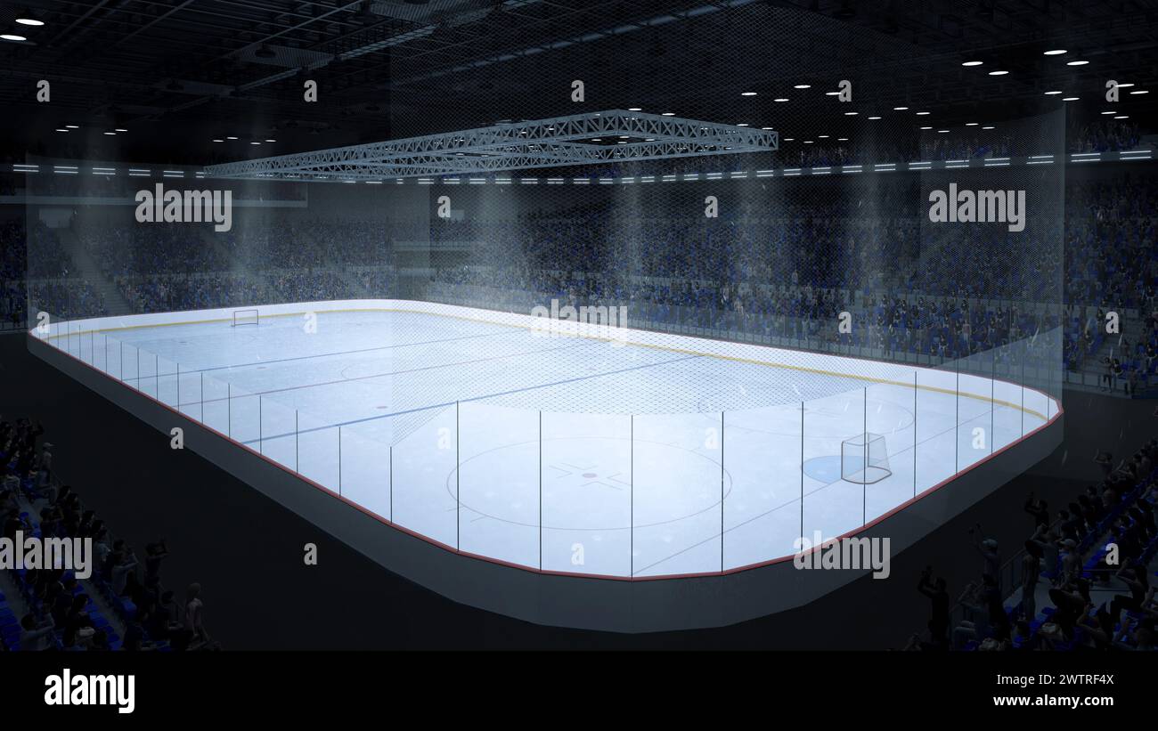 3d render of empty hockey ice rink sport arena stadium. Poster, flyer ...