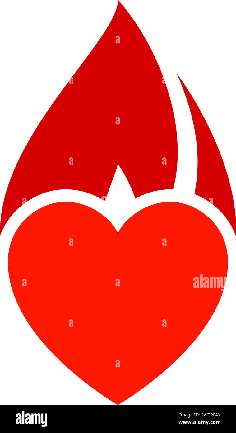 Fire flame icon, hot heart symbol, vector illustration Stock Vector ...