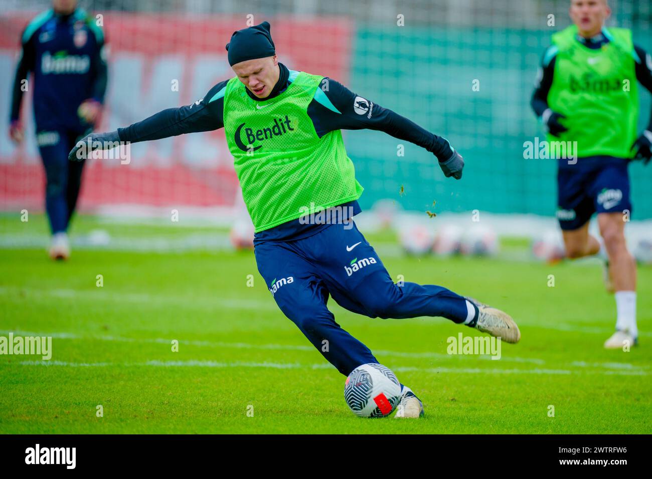 Lillestrøm 20240319.Erling Braut Haaland at training for the Norwegian ...