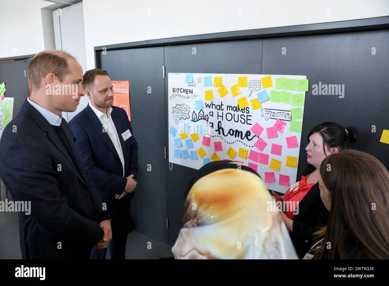 The Prince of Wales during a visit to a housing workshop at The ...