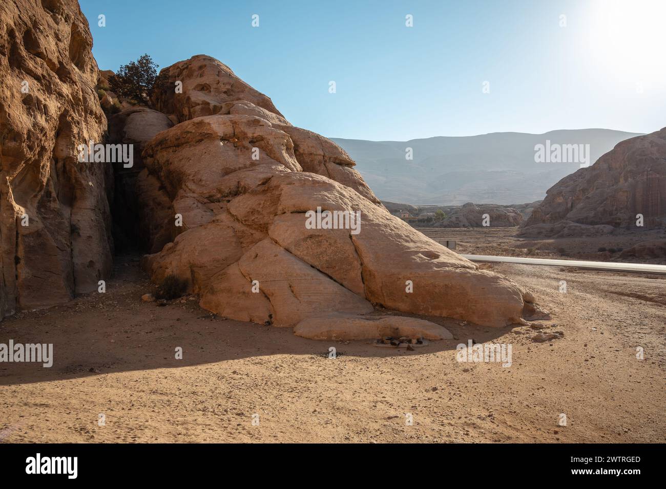 Rocky Stone in Petra during Sunny Day in Middle East. Beautiful Scenery ...