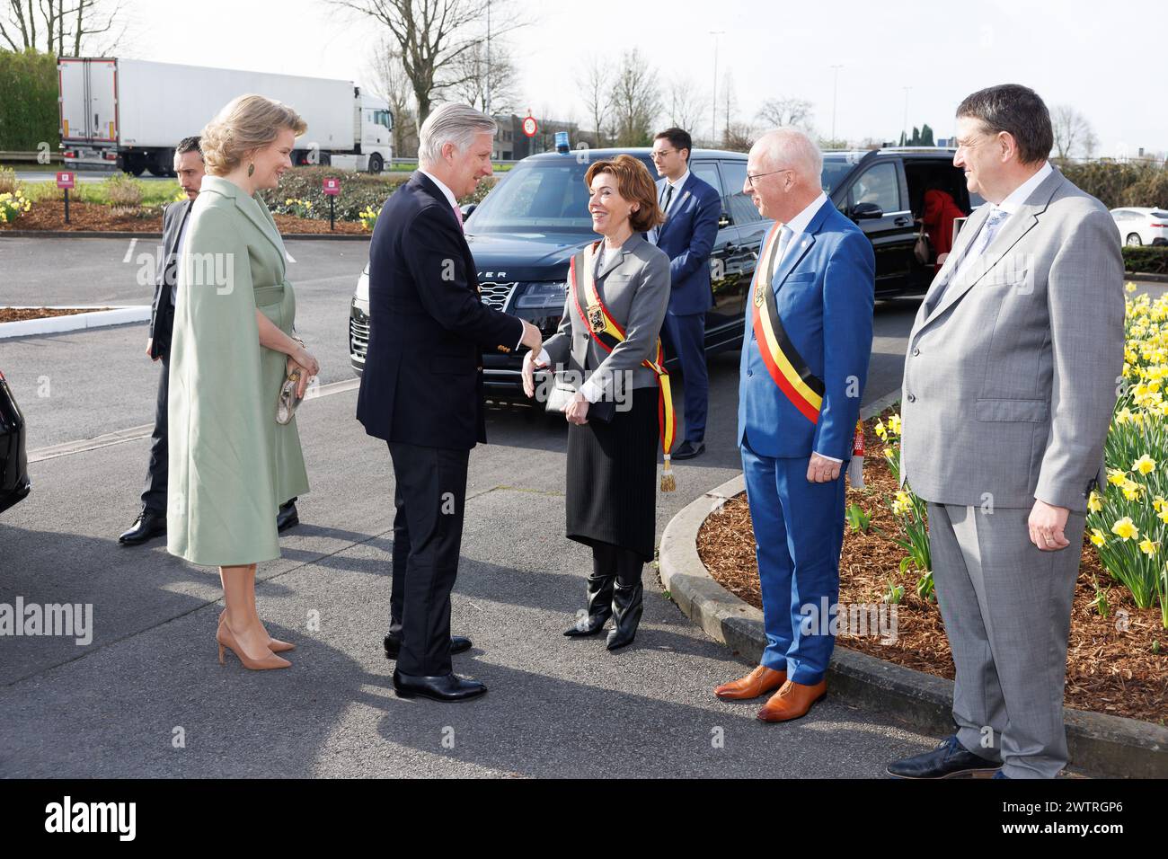 Oudenaarde, Belgium. 19th Mar, 2024. Queen Mathilde of Belgium, King ...