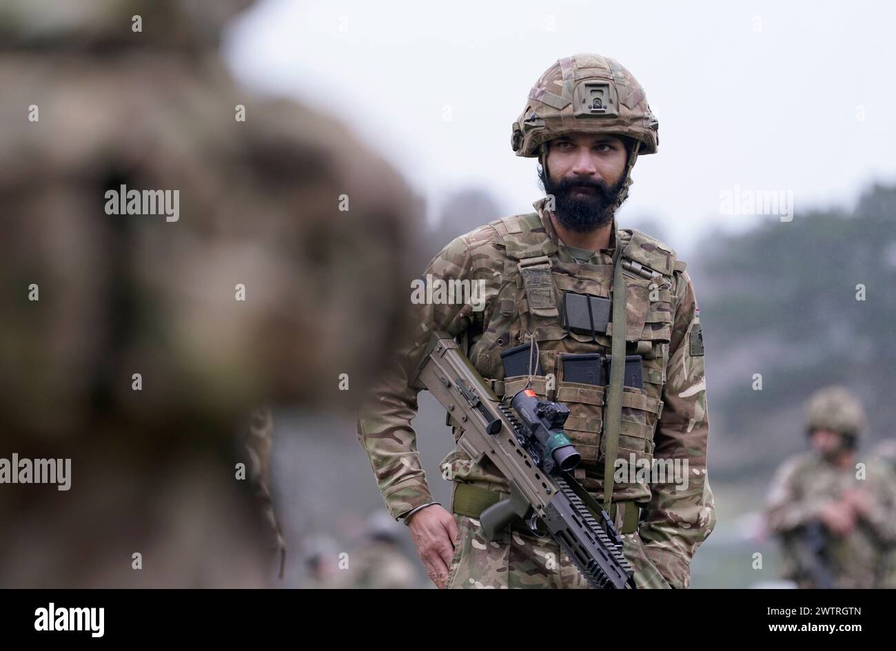 A Sikh soldier of the British Army during a shooting competition during ...