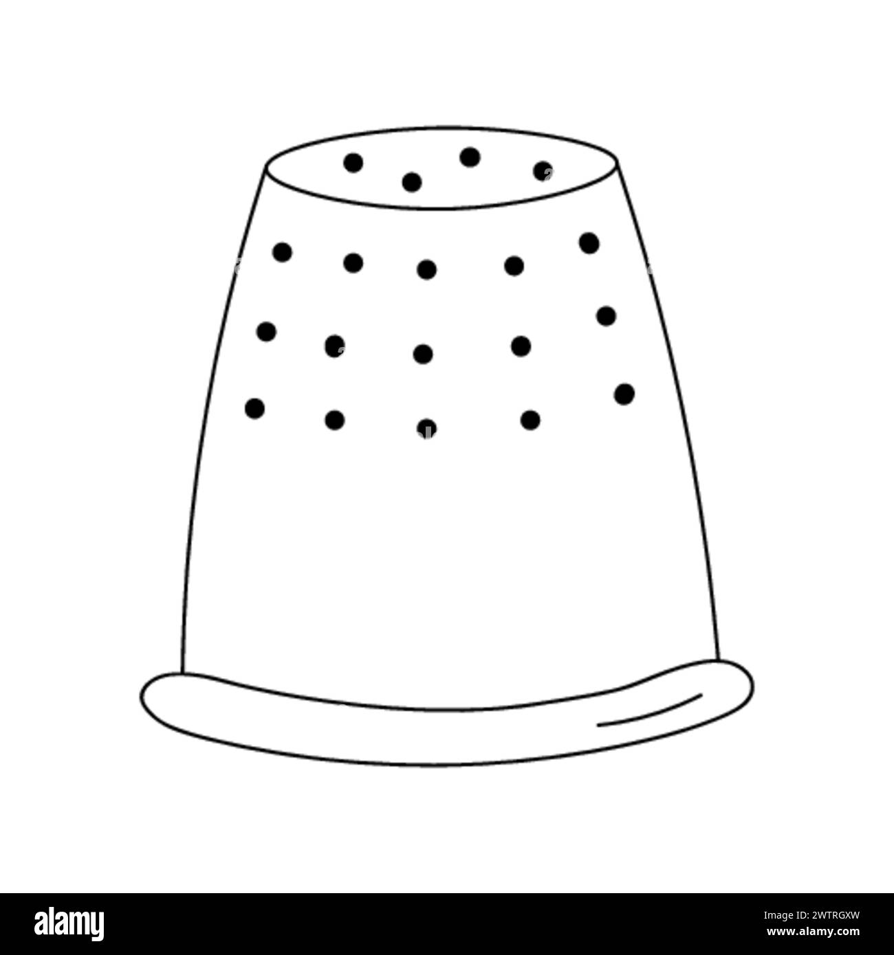 Thimble for sewing, sketch illustration of accessories for sewing ...