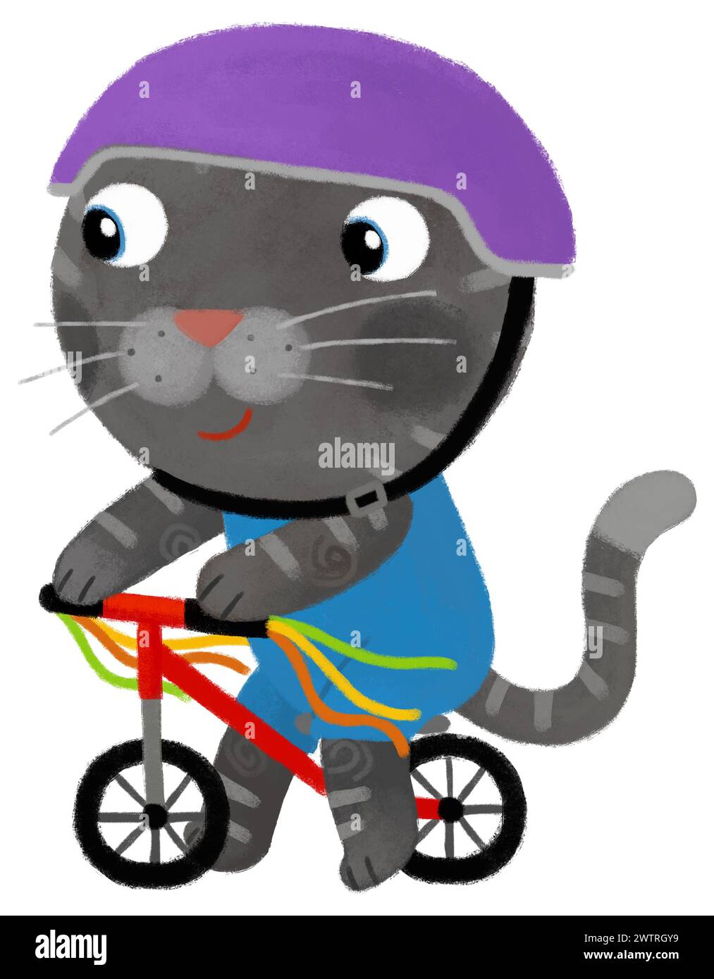 cartoon cat riding on a bicycle having playful time illustration for ...