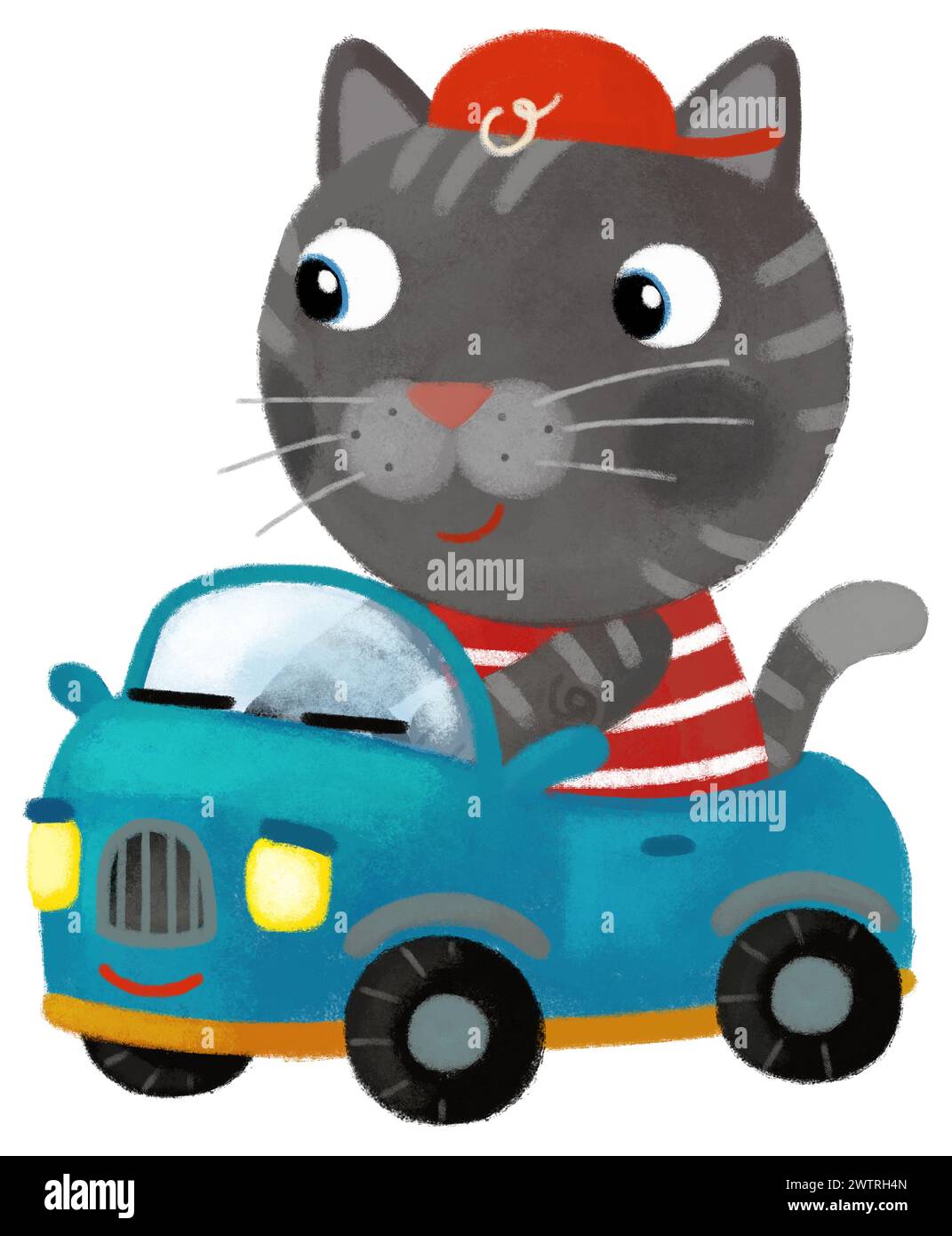 Cartoon cat driving car Cut Out Stock Images & Pictures - Alamy