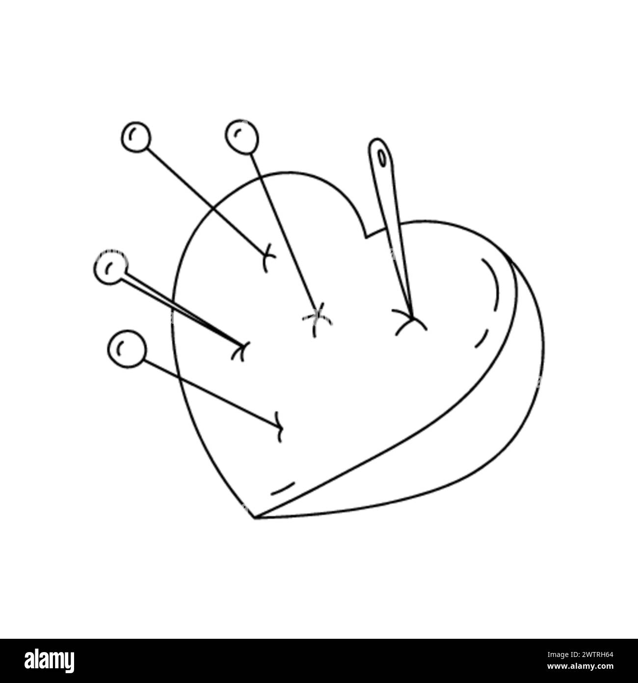 Soft pincushion for storing pins and needles on an isolated background ...