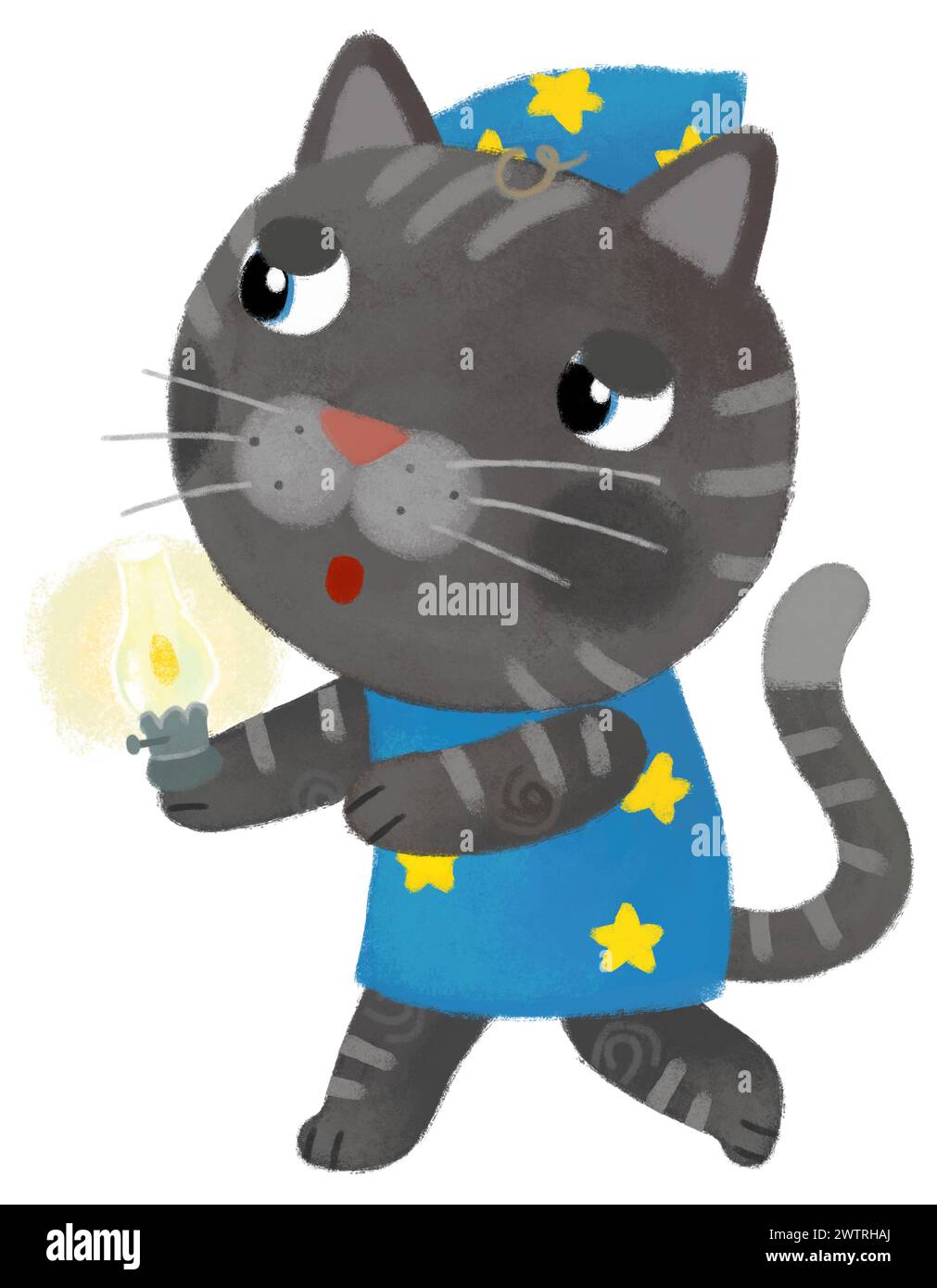 cartoon scene with young cat kid having fun playing doing something ...