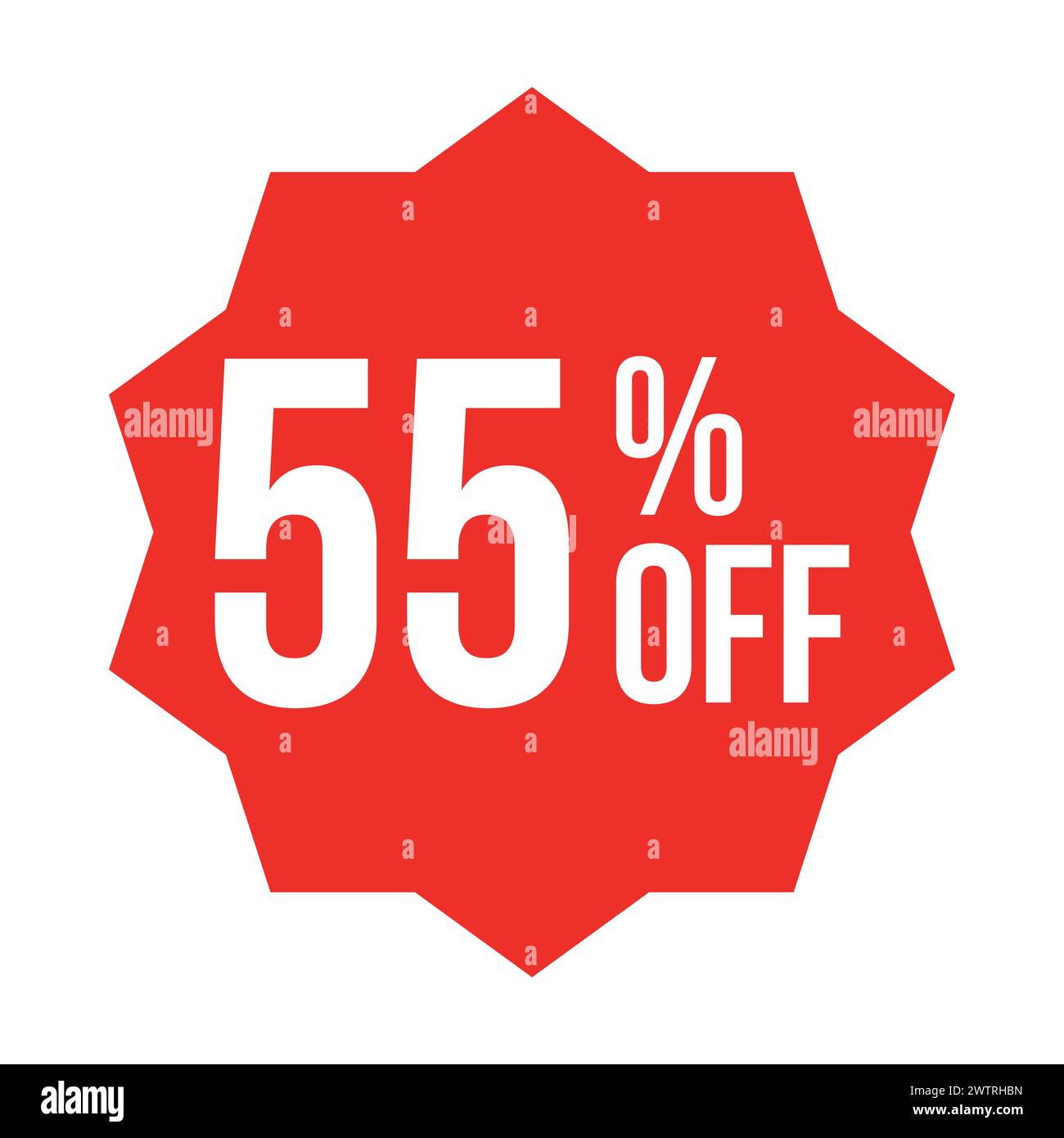 red 55 percent discount label on white background Stock Vector Image ...