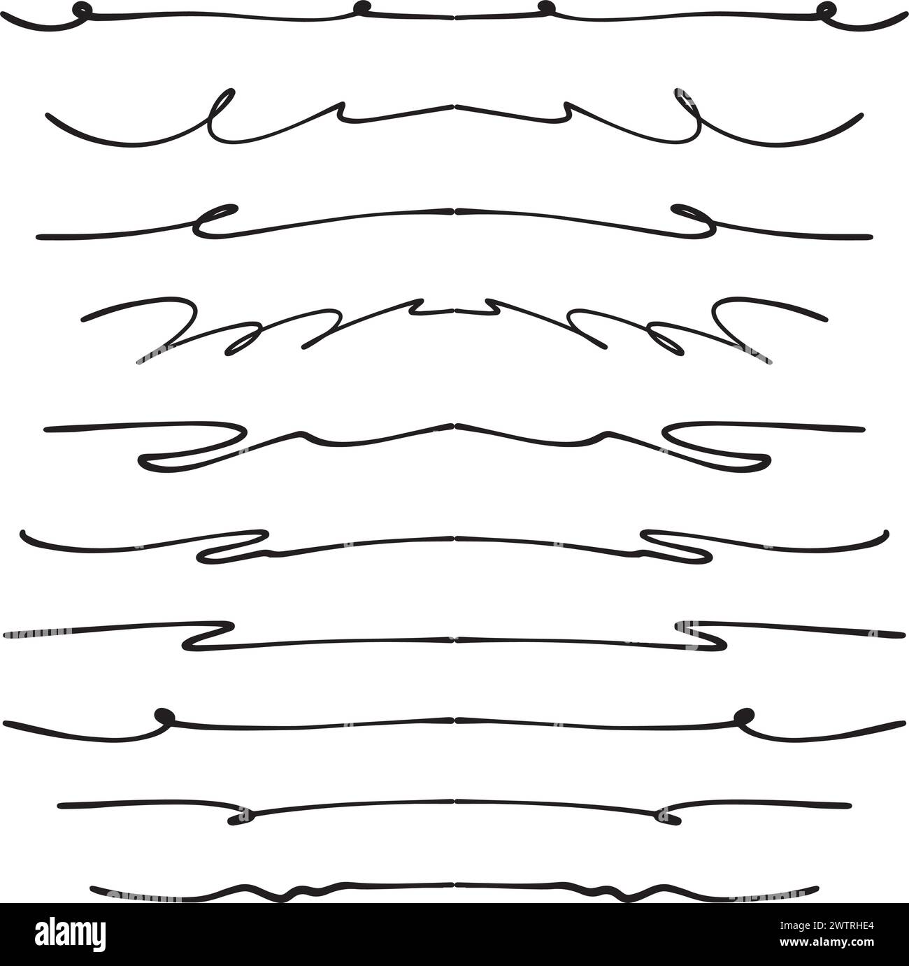 Hand drawn divider icon vector illustration design element of swish ...