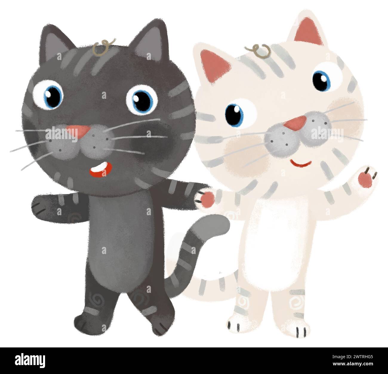 cartoon scene with young cat kid having fun playing doing something ...