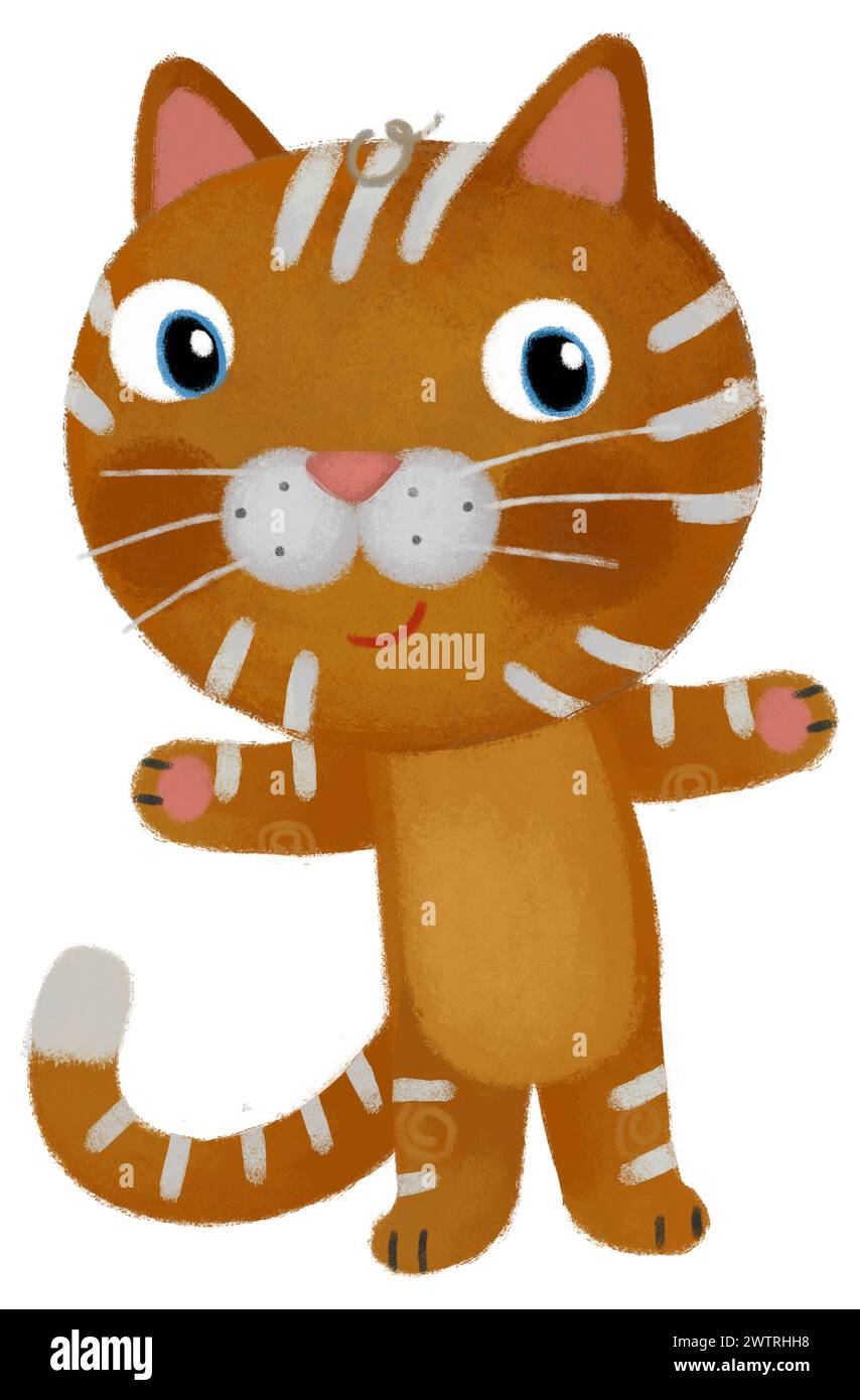 cartoon scene with young cat kid having fun playing doing something ...