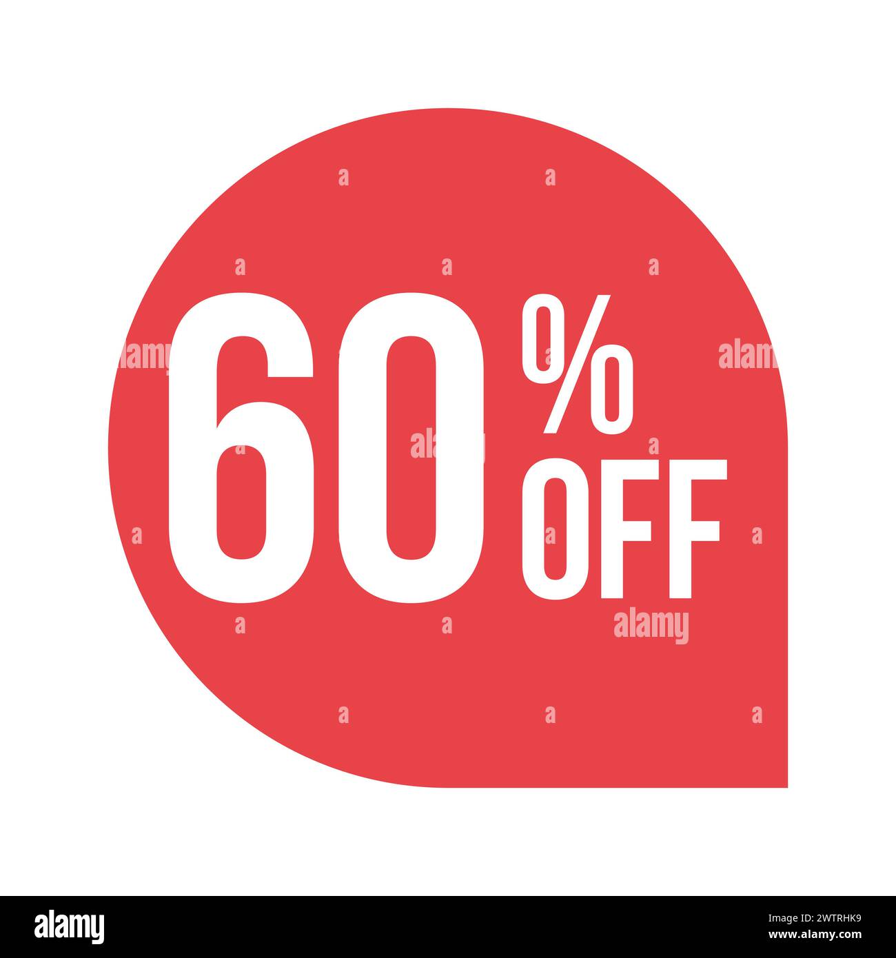 red 60 percent discount label on white background Stock Vector Image ...