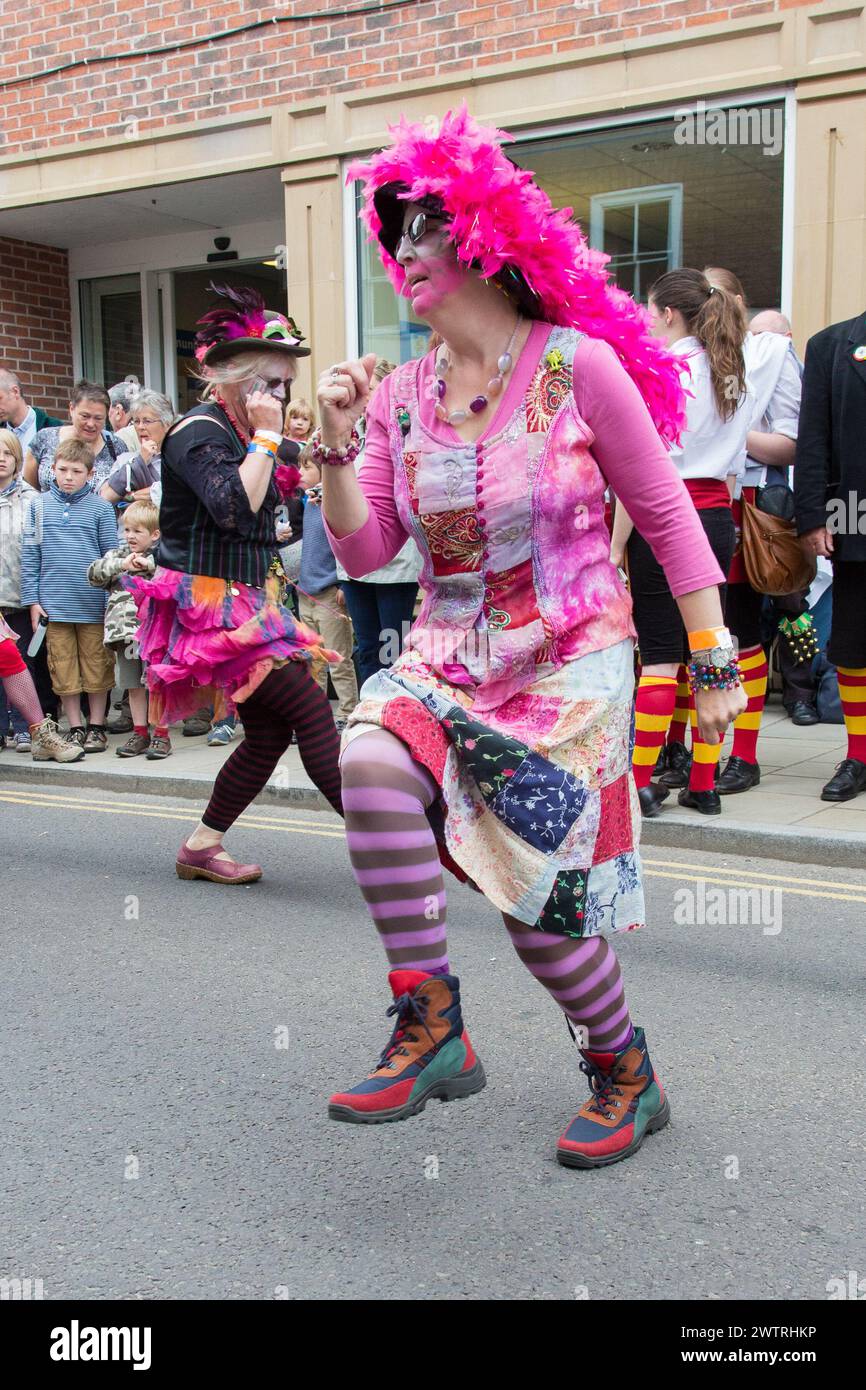 Rhubarb Tarts molly dancers dancing in the Street at the Southwell Folk ...