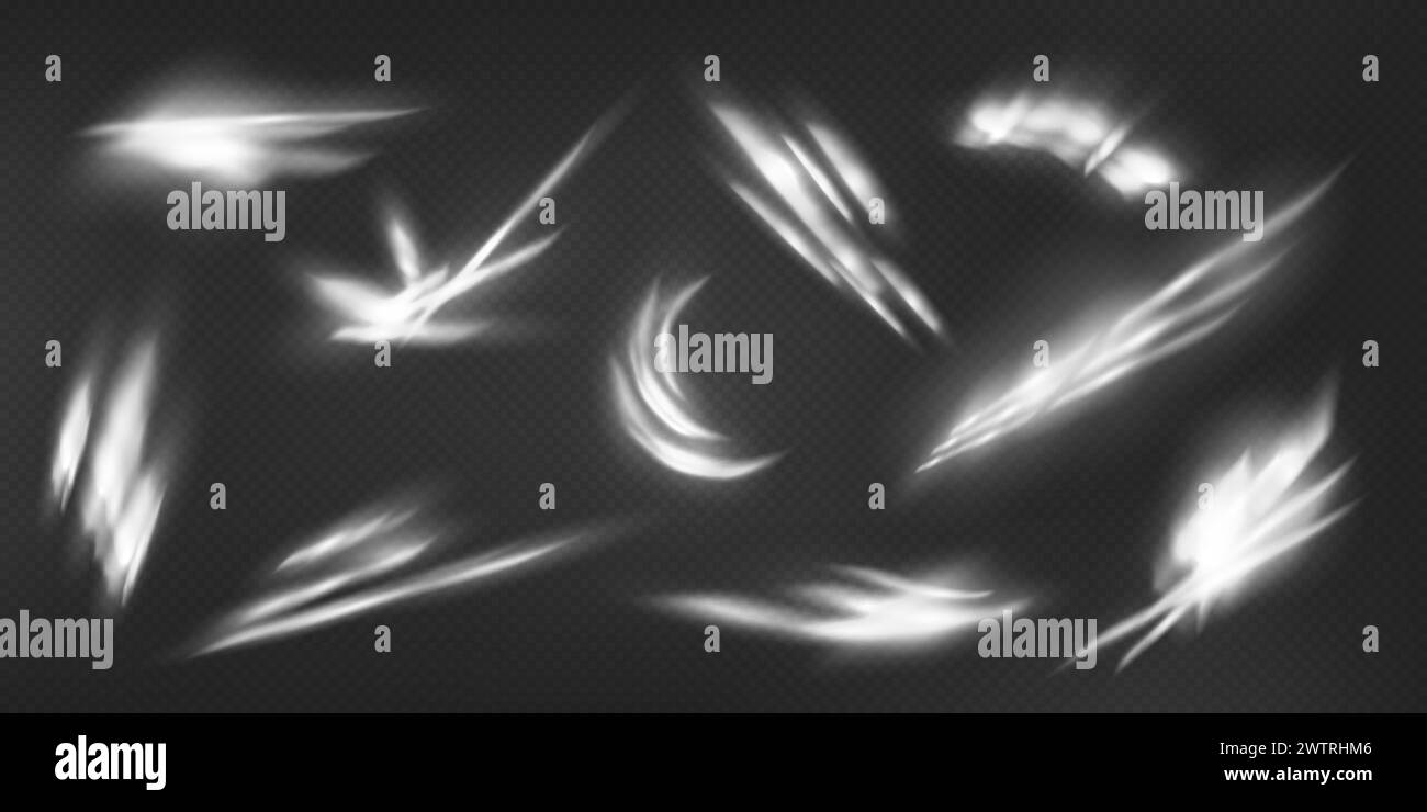 White light refraction realistic vector illustration set. Shining of ...