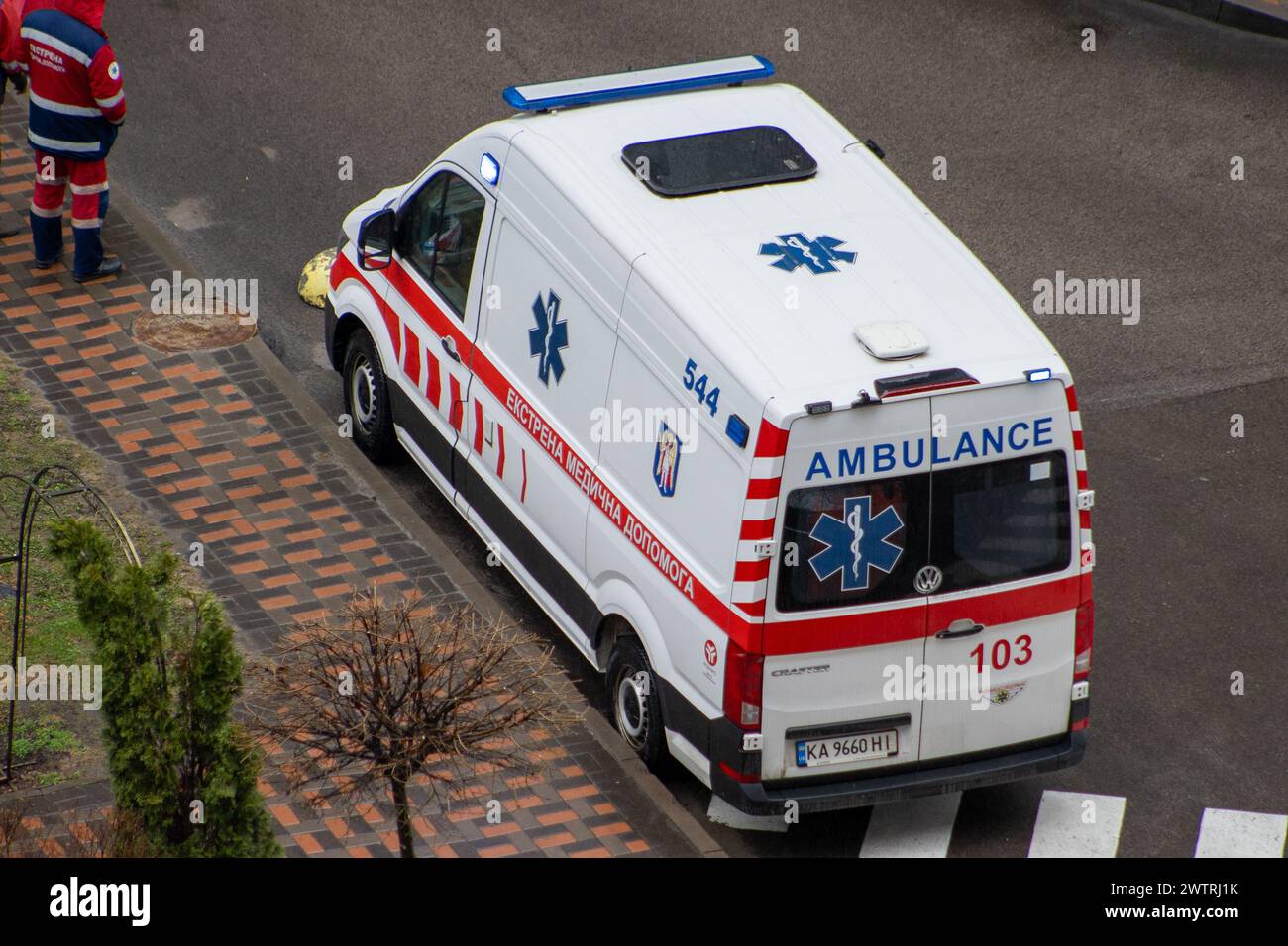 Emergency medical vehicle. 103 Ukrainian ambulance on the street ...