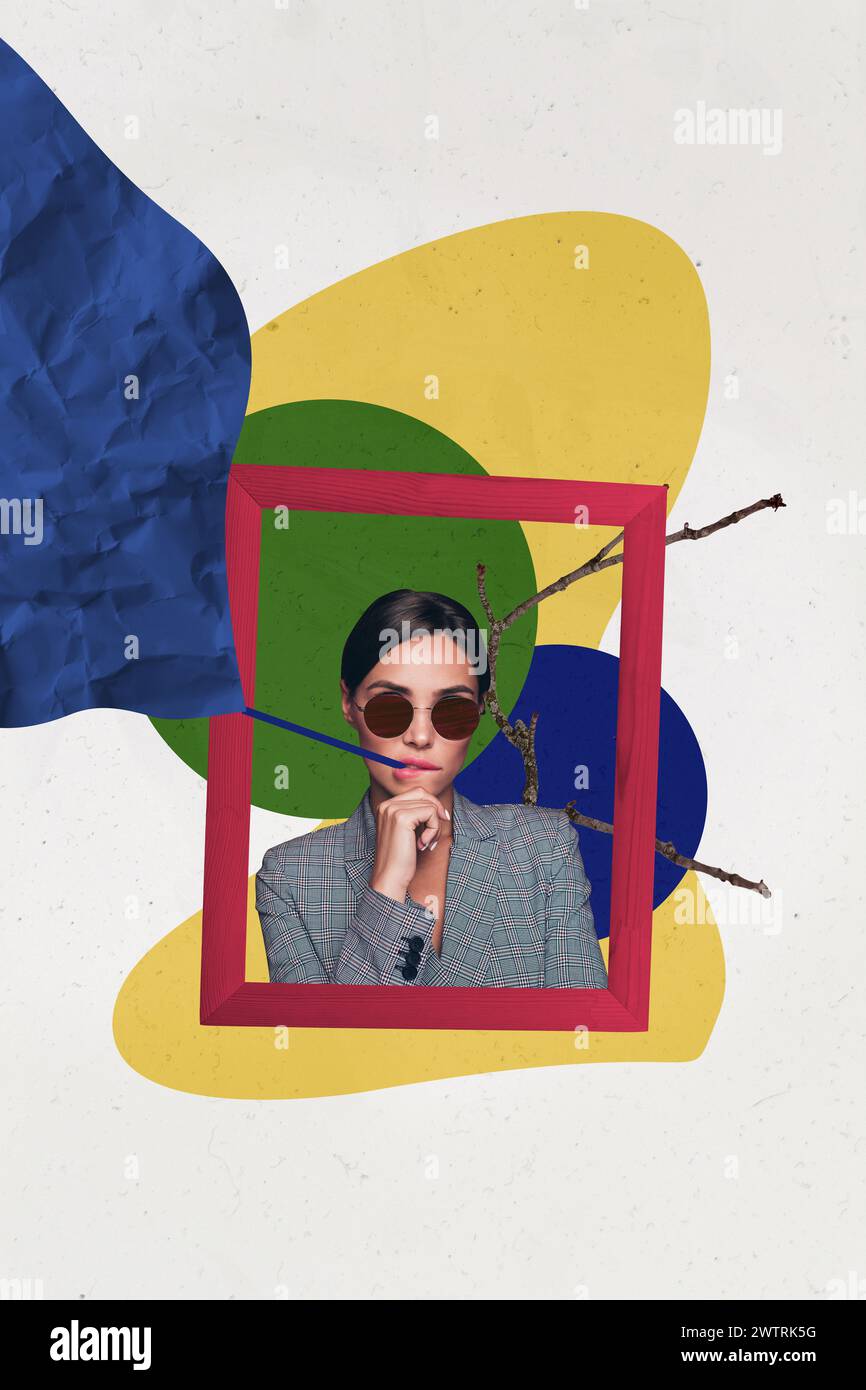 Trend artwork 3D photo collage composite sketch image of young ...