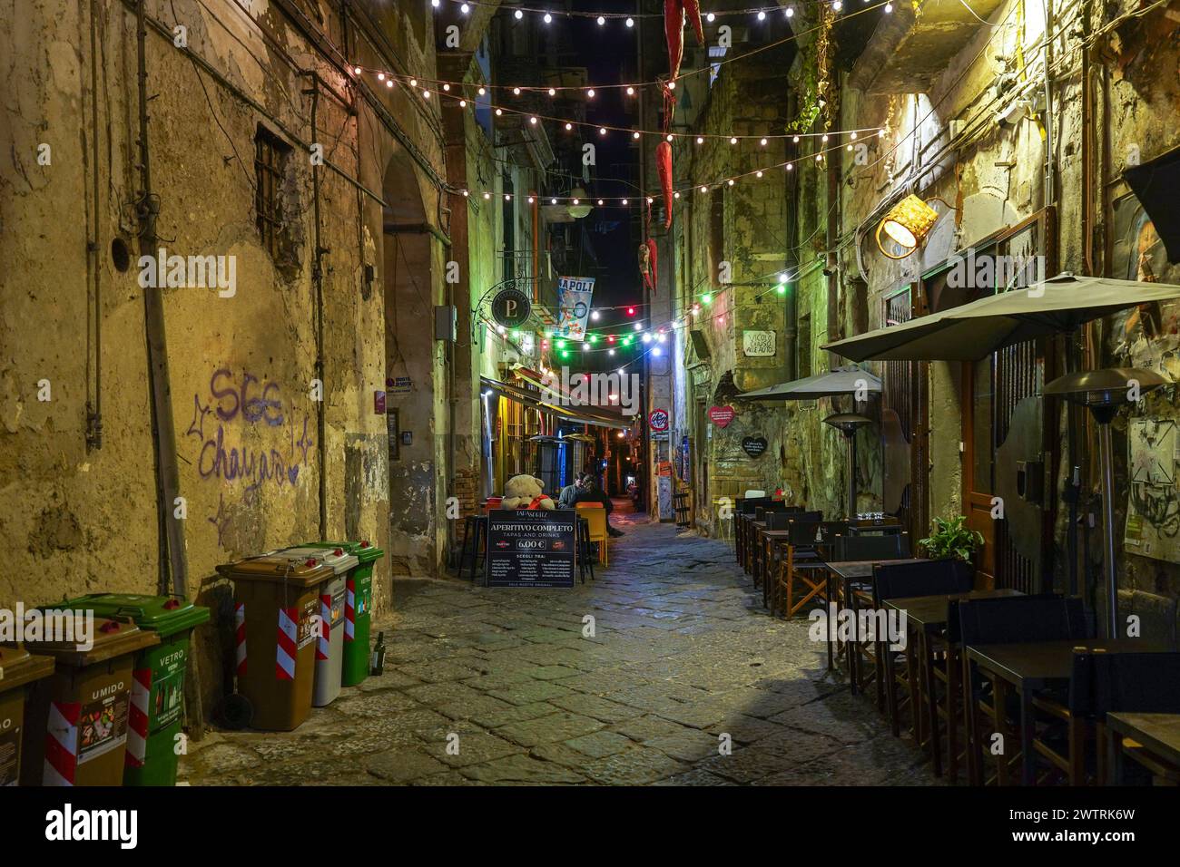 Typical dark alley in old centre of Naples, Italy Stock Photo - Alamy