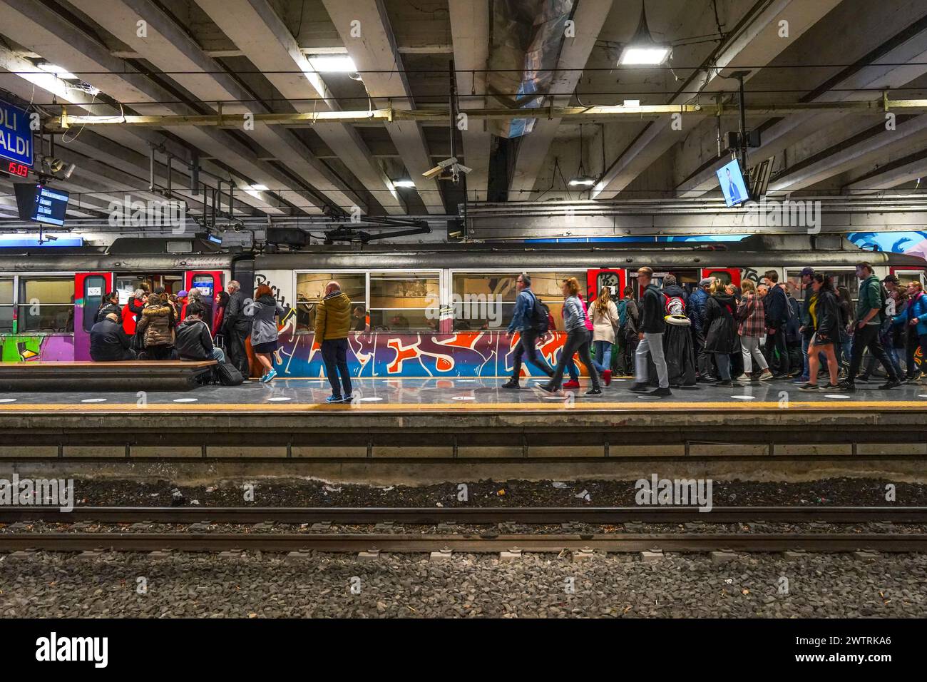 Garibaldi train station, busy train station in Naples, Italy Stock ...