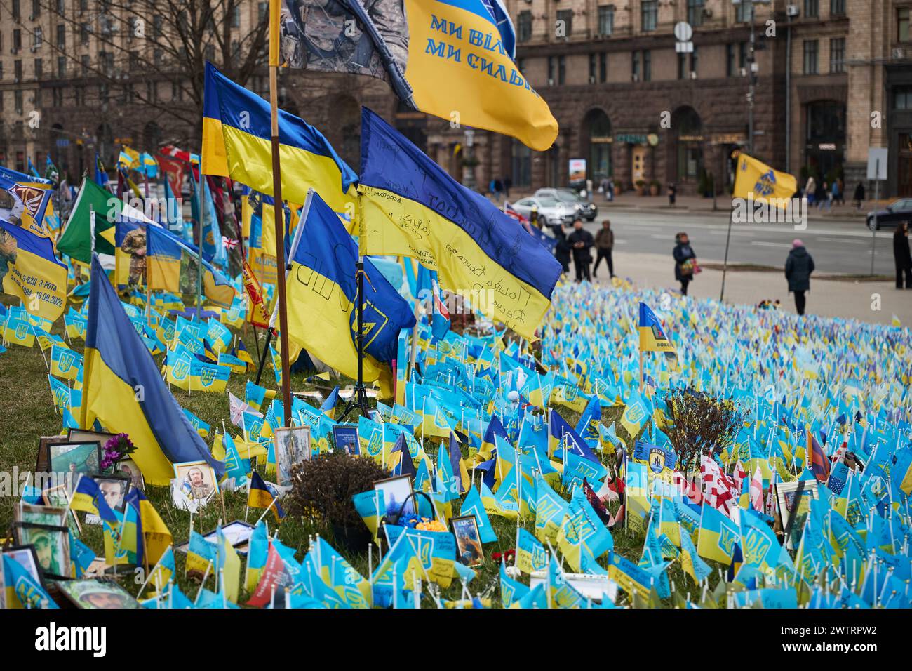 Field of flags dedicated to the fallen defenders of Ukraine on Square ...