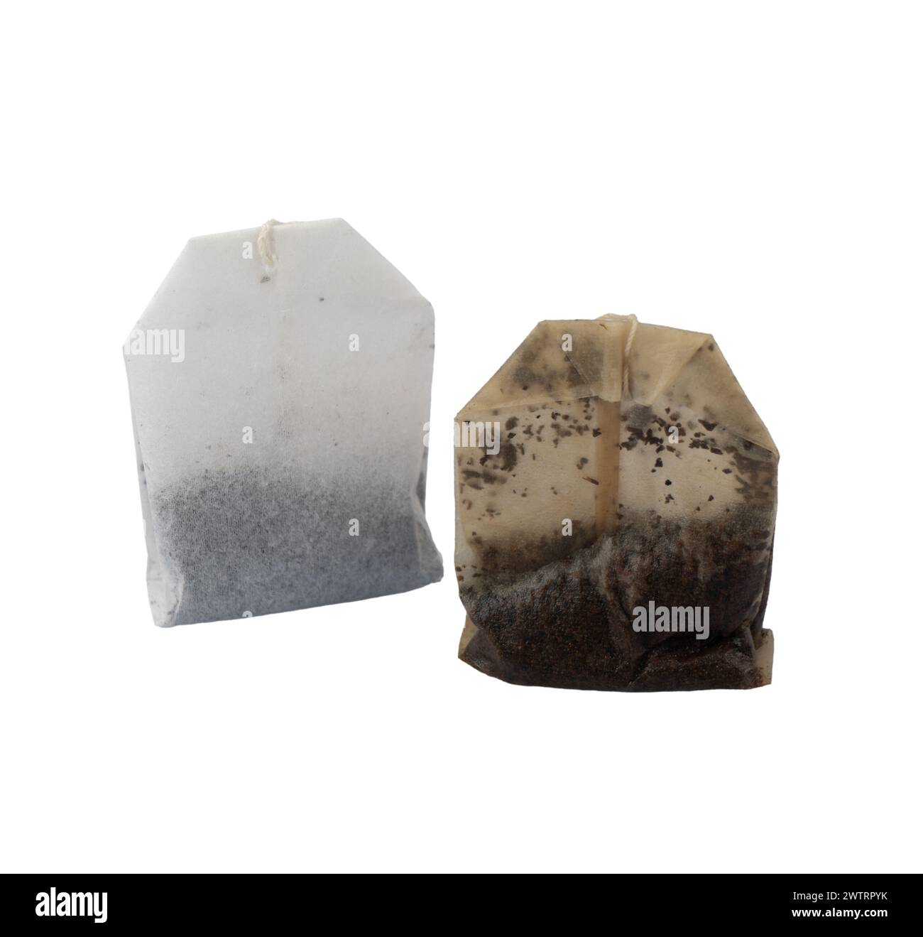 a bag of tea and a used one on a transparent background Stock Photo - Alamy