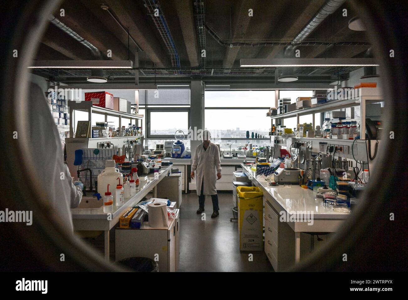 Paris, France. 19th Mar, 2024. Researchers work at the Institut Necker ...