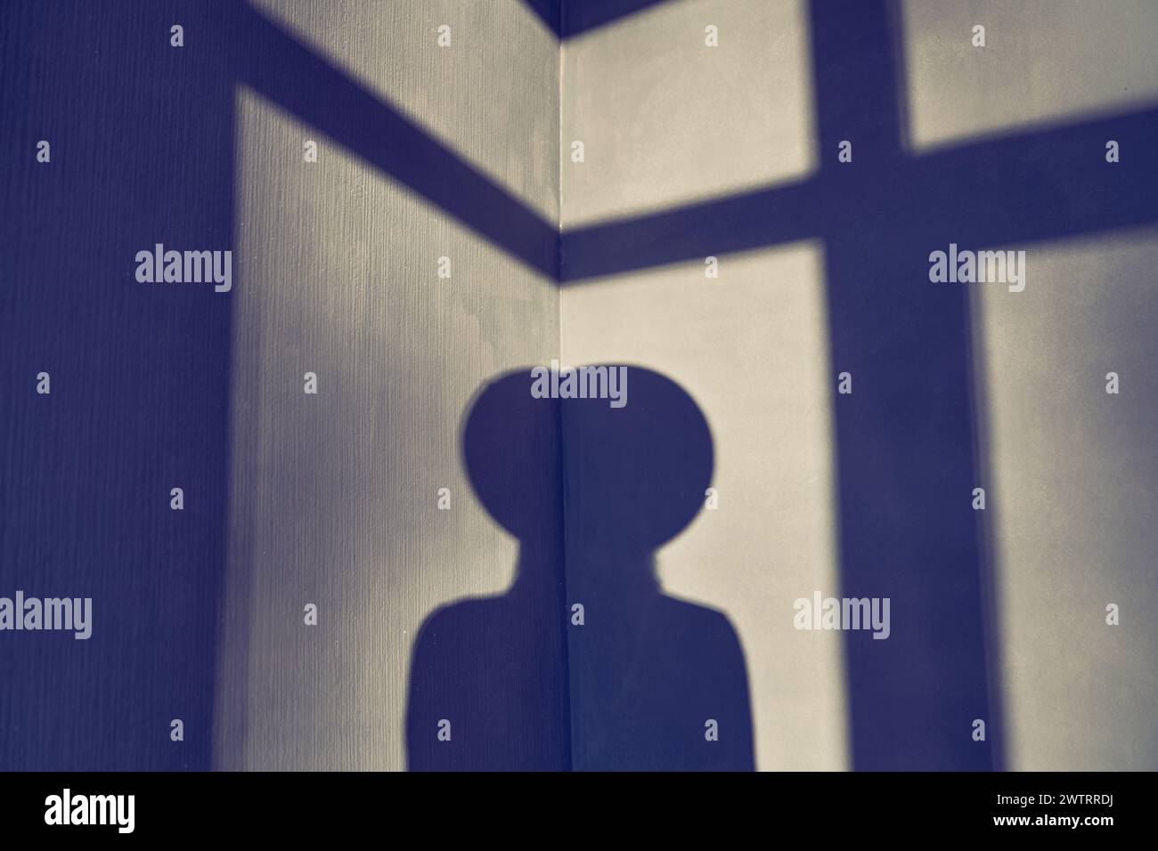 Abstract geometric light and shadow pattern on black background, in a ...