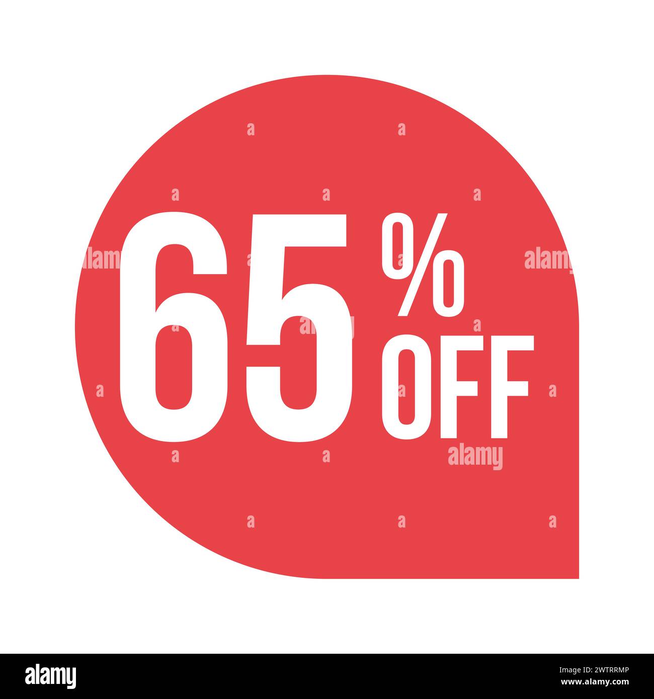 red 65 percent discount label on white background Stock Vector Image ...