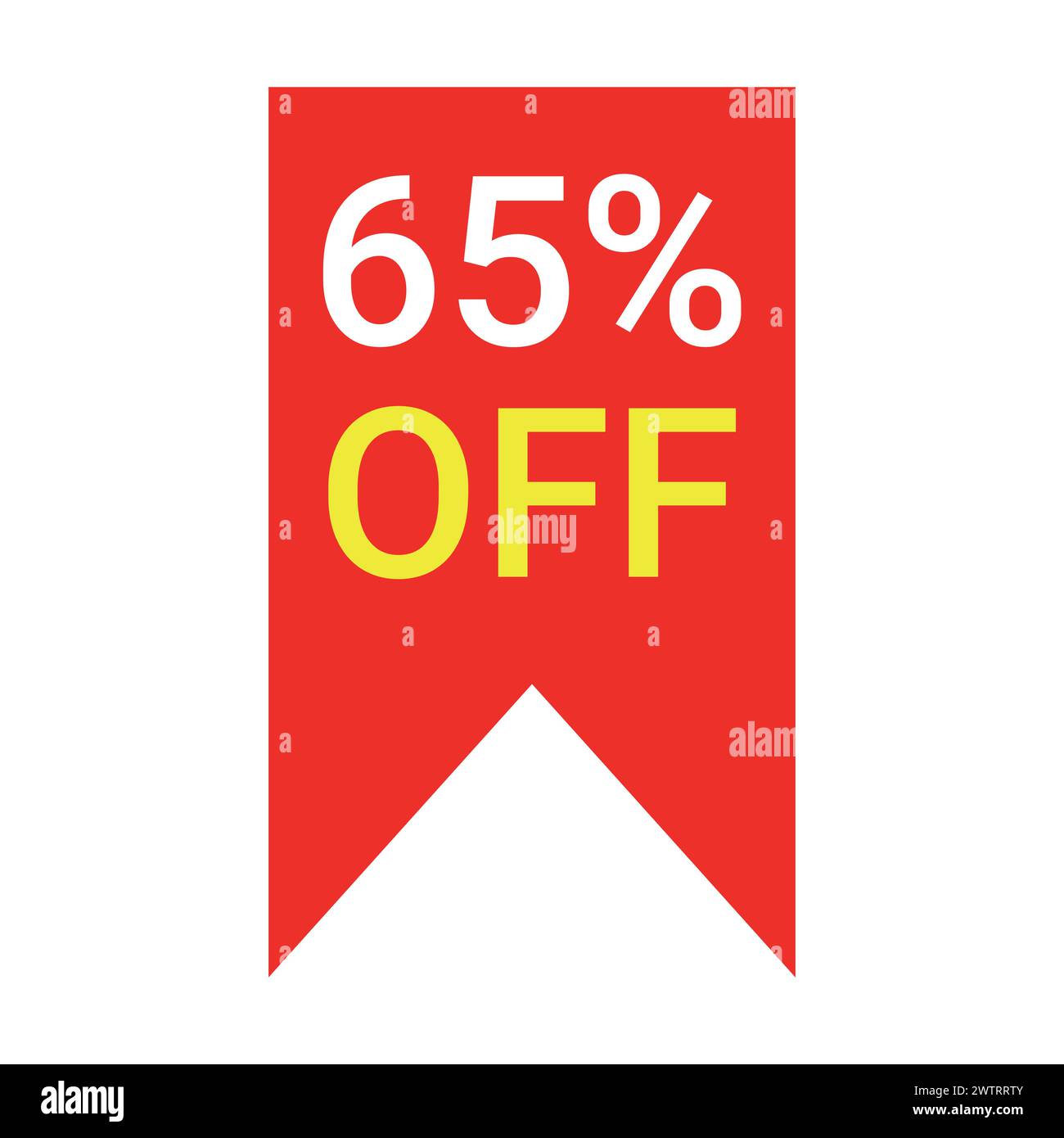 red 65 percent discount label on white background Stock Vector Image ...