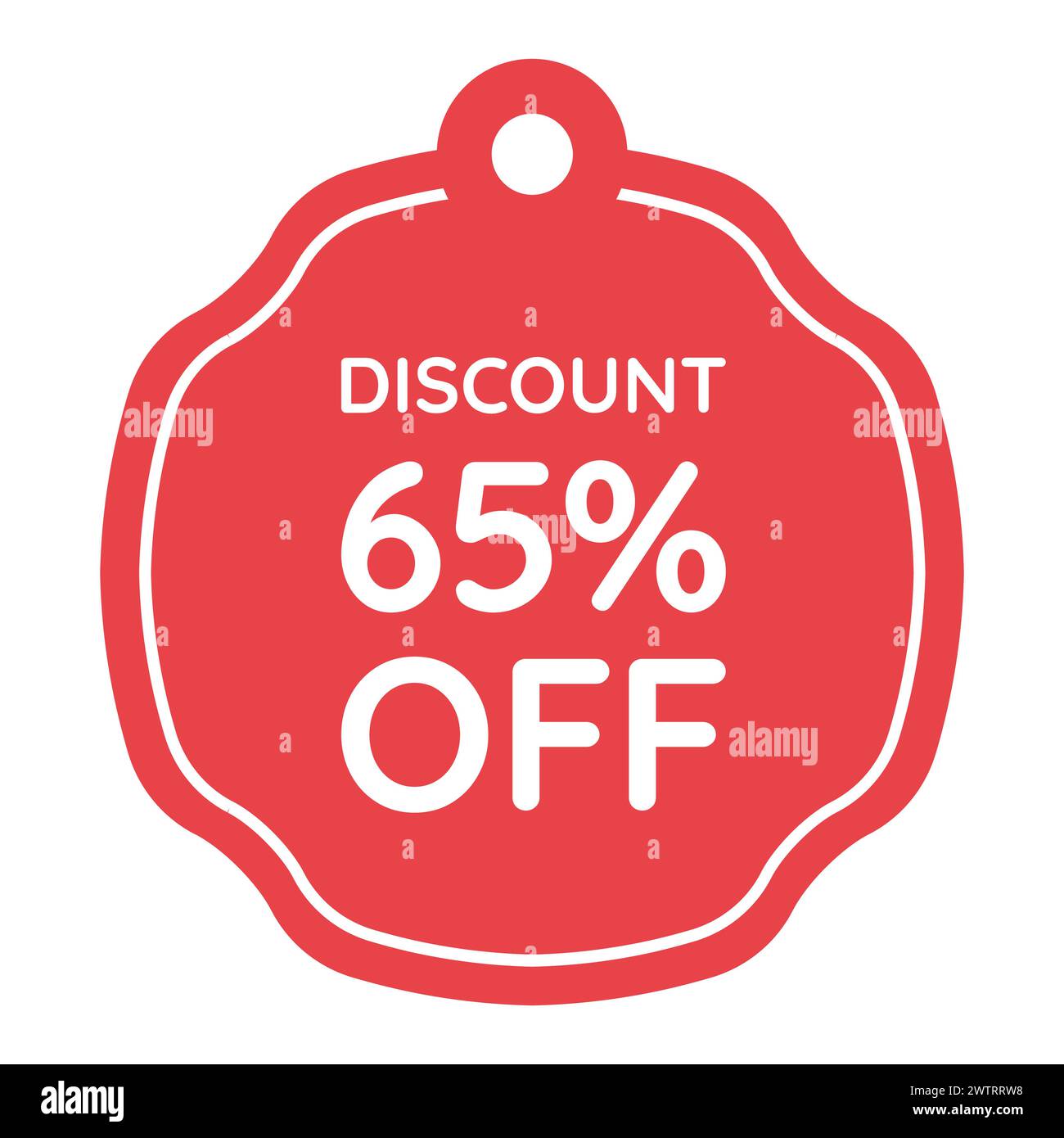 red 65 percent discount label on white background Stock Vector Image ...