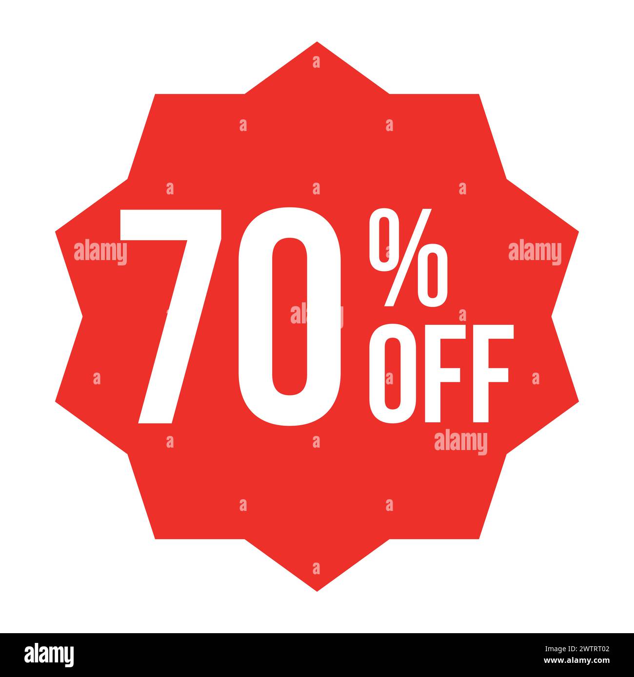 red 70 percent discount label on white background Stock Vector Image ...