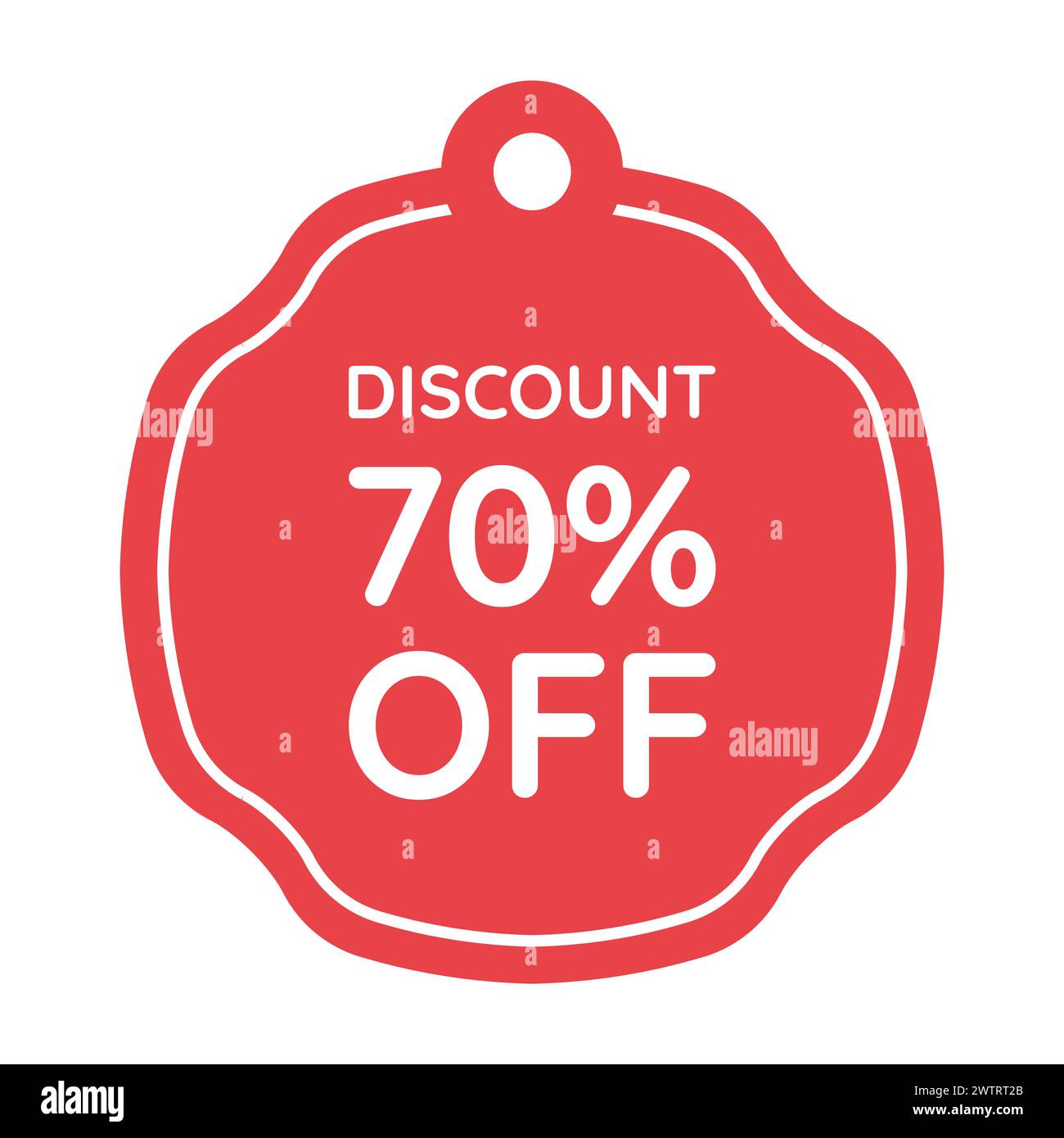 red 70 percent discount label on white background Stock Vector Image ...