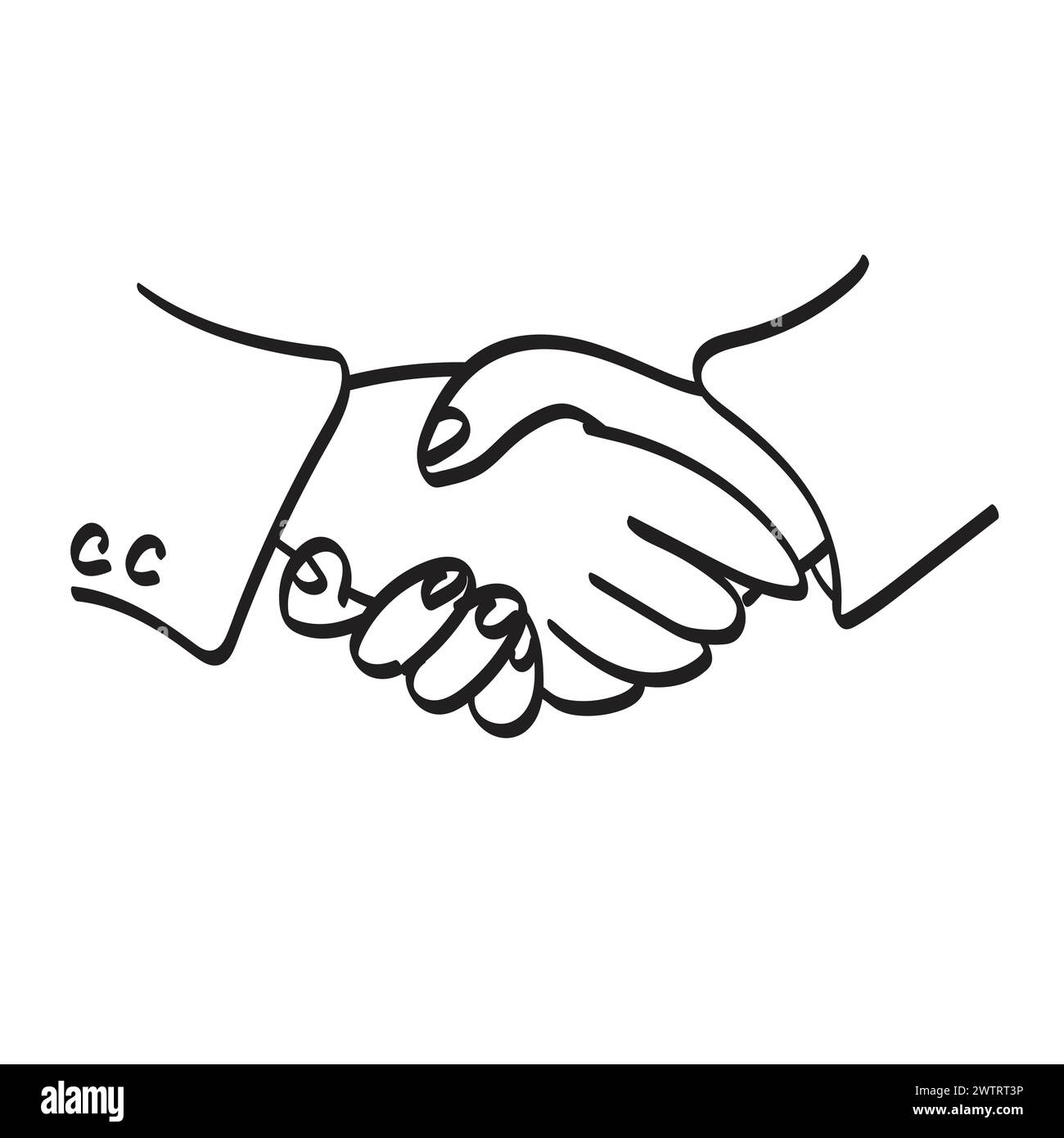 handshake of two business people illustration vector hand drawn ...
