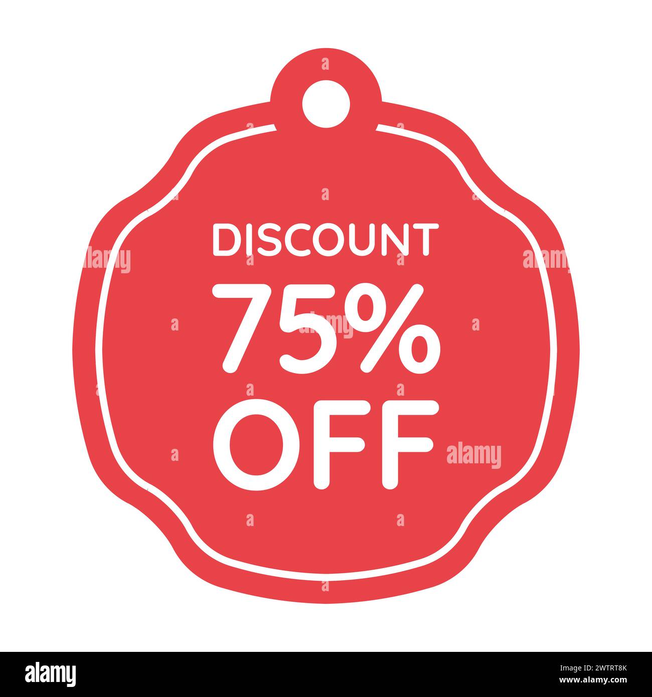 red 75 percent discount label on white background Stock Vector Image ...