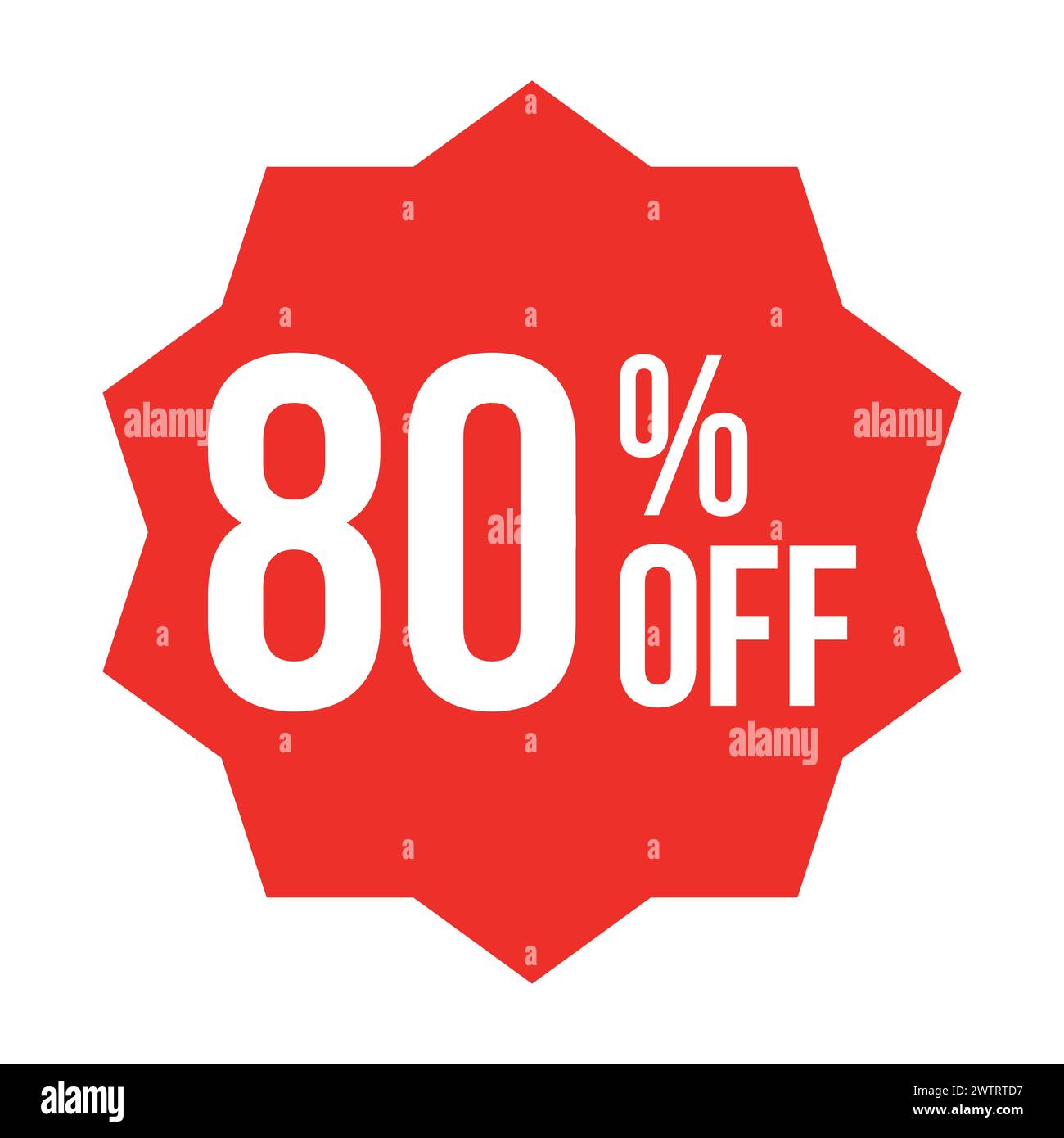 red 80 percent discount label on white background Stock Vector Image ...