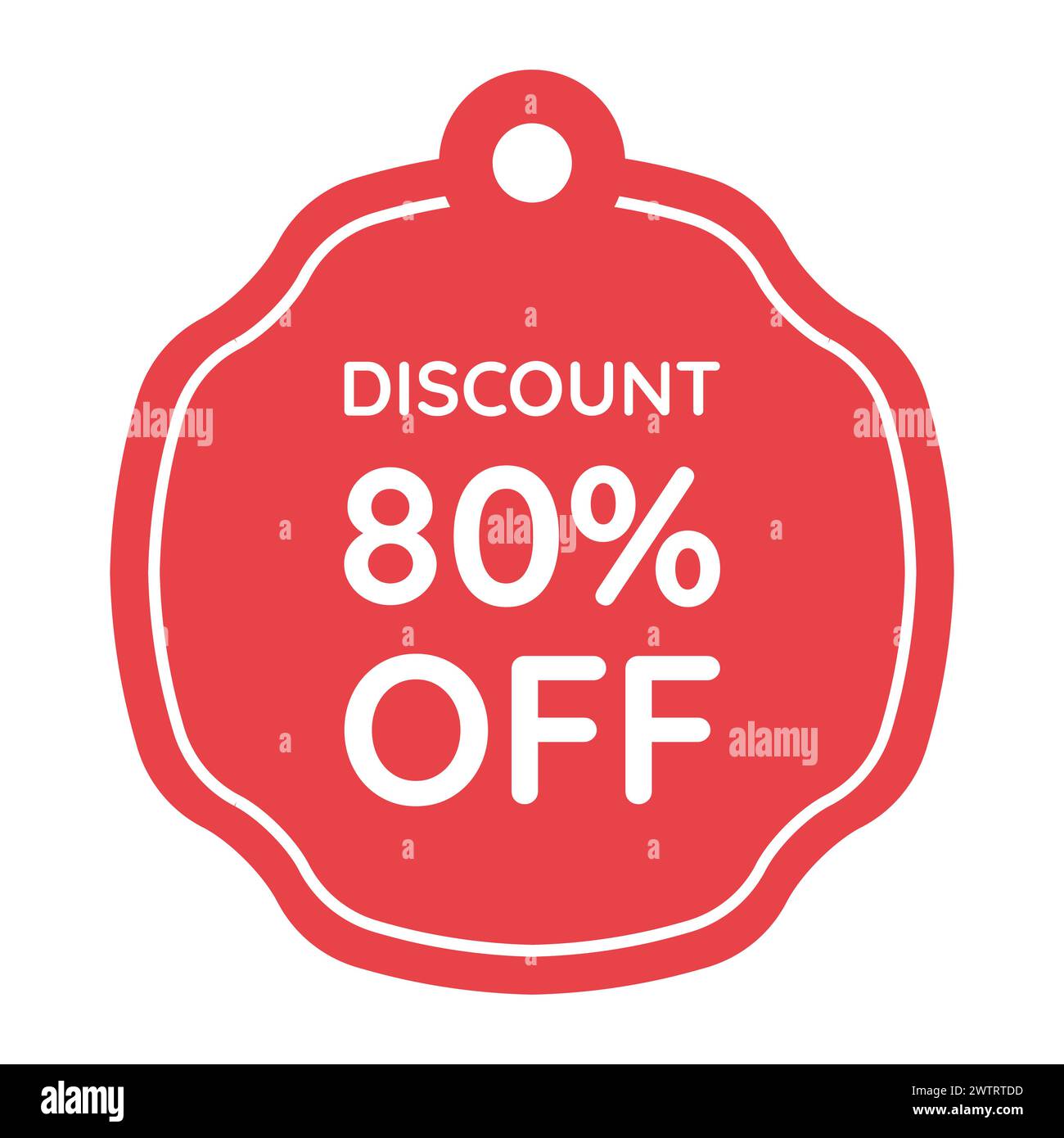 red 80 percent discount label on white background Stock Vector Image ...