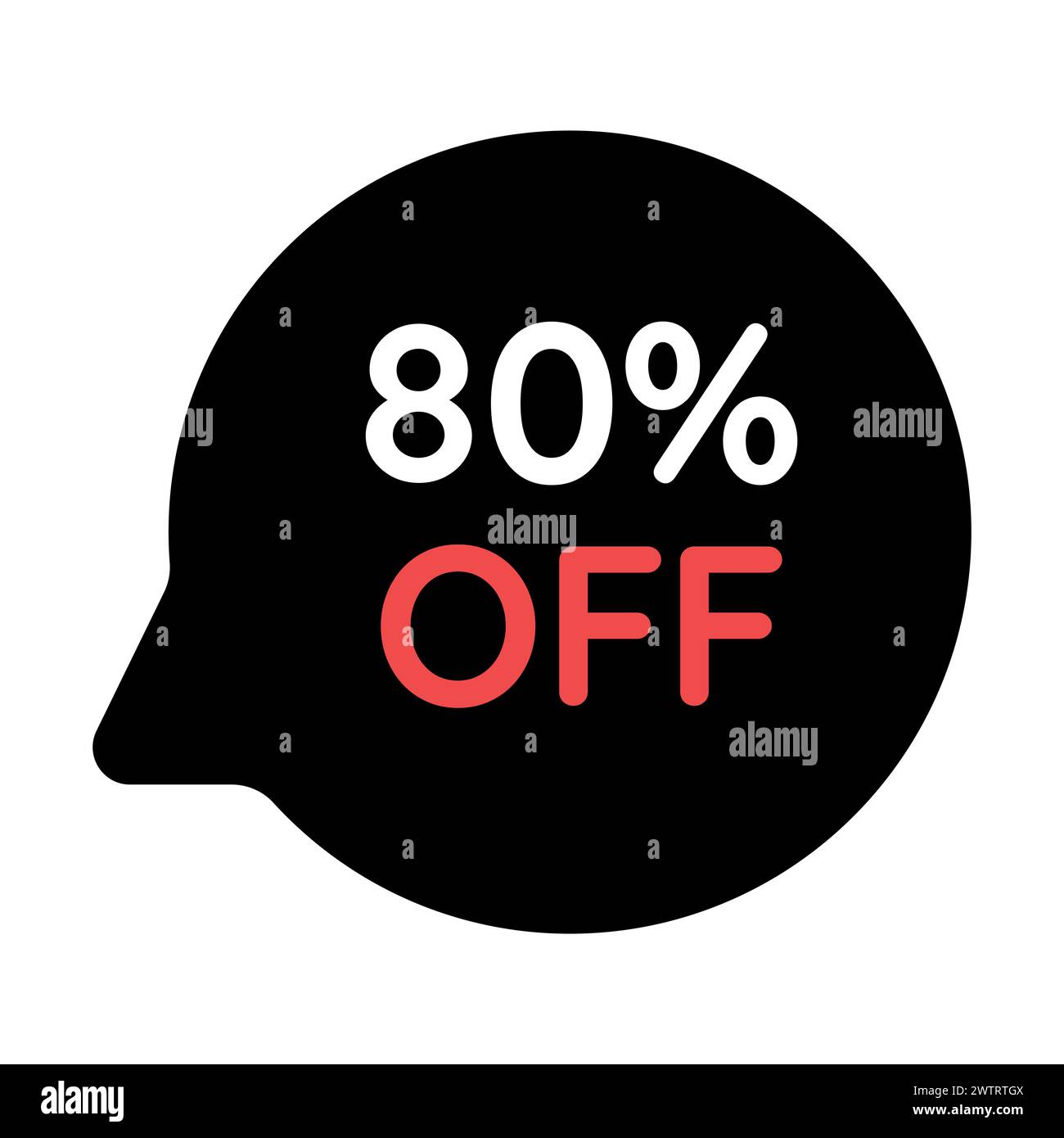 black 80 percent discount tag on white background Stock Vector Image ...
