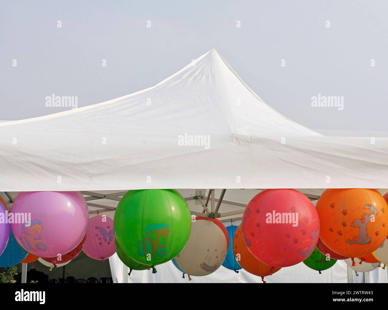 inflated balloons under a party tent Stock Photo - Alamy