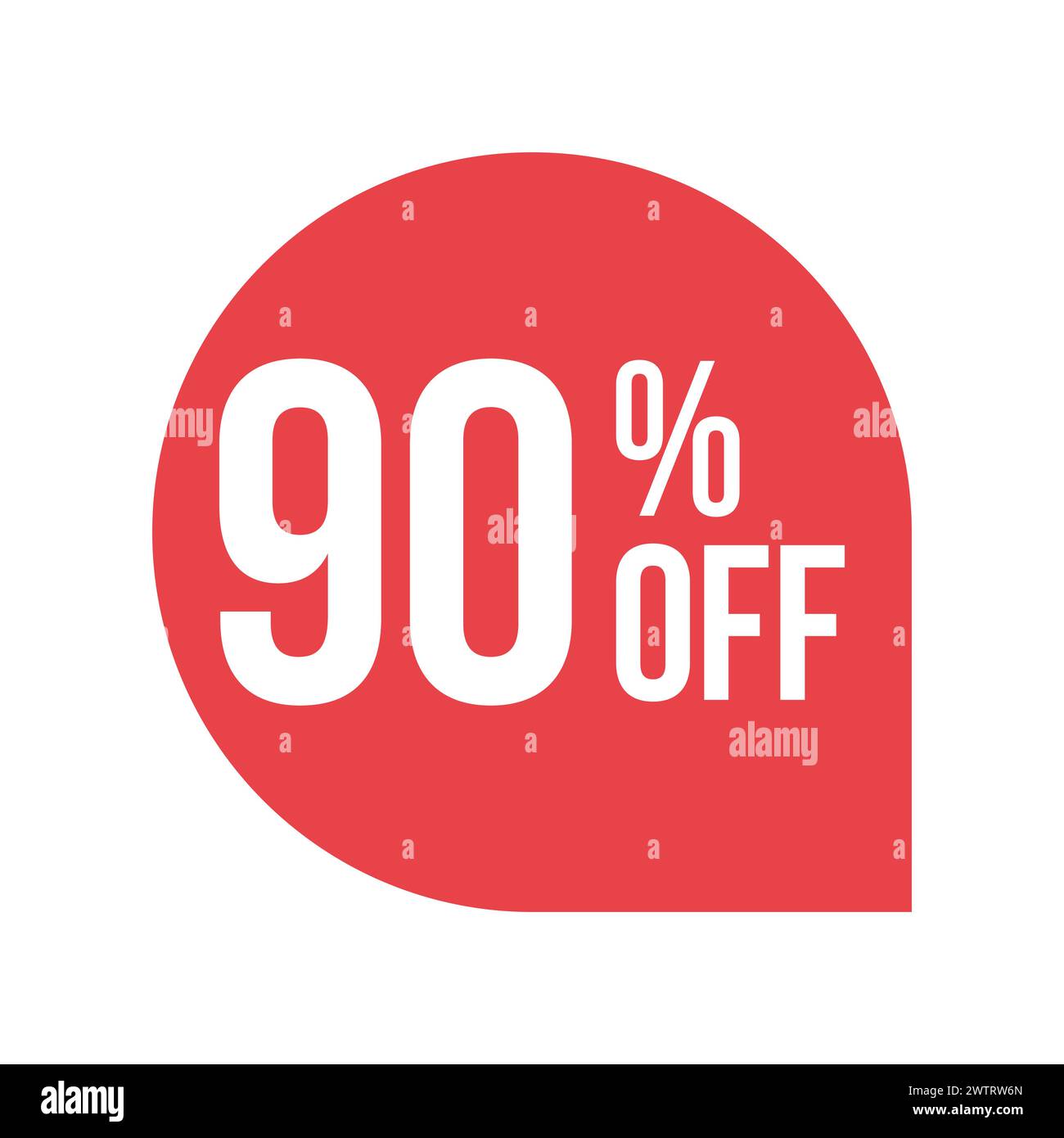 red 90 percent discount label on white background Stock Vector Image ...