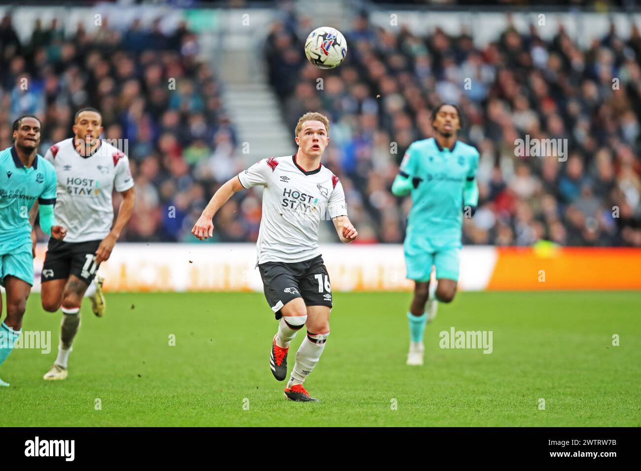 Derby, UK. 16th Mar, 2024. Derby County midfielder Liam Thompson (16 ...