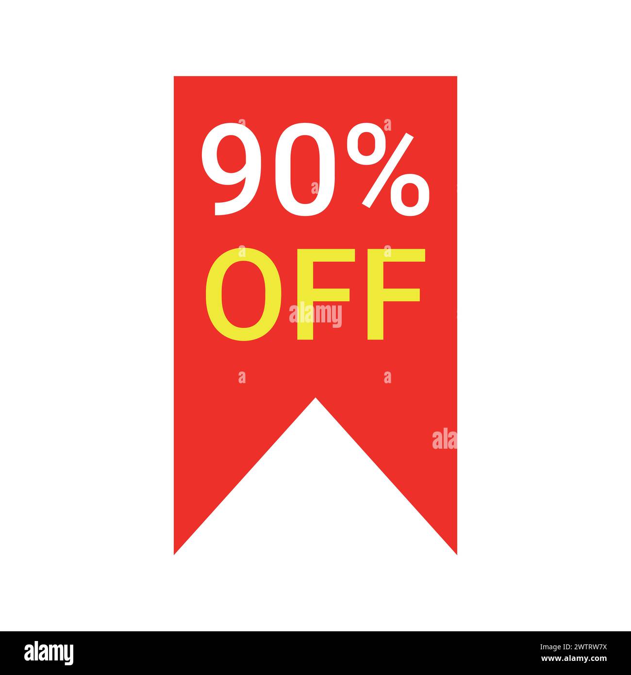 red 90 percent discount label on white background Stock Vector Image ...